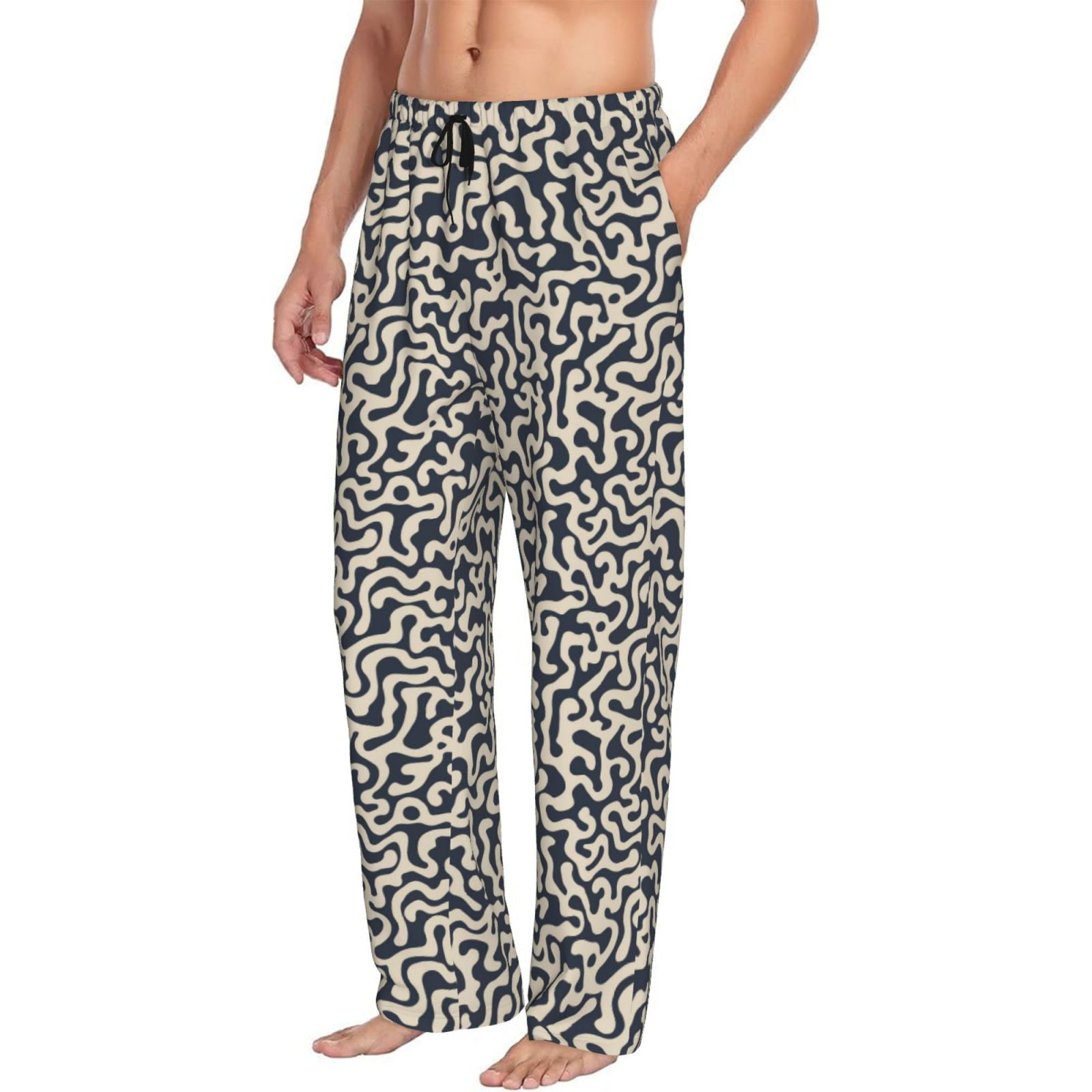 Mens Pajama Pants Bottoms with Pockets - Abstractly Lines Comfy Mens Pj ...