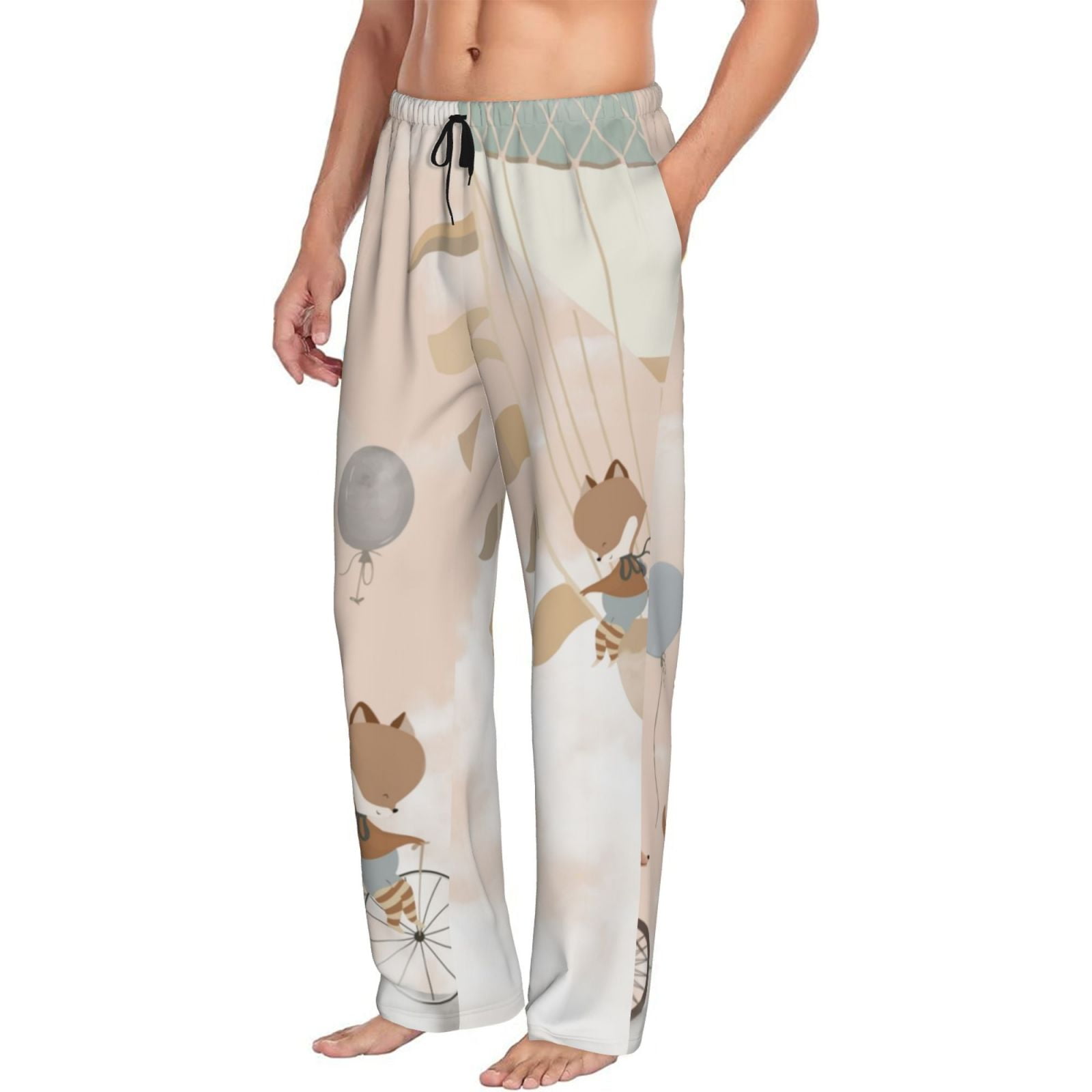 Mens Pajama Pants Bottoms with Pockets- Animals Riding Across The Sky1 Soft Mens Pj Pants, Comfy ...