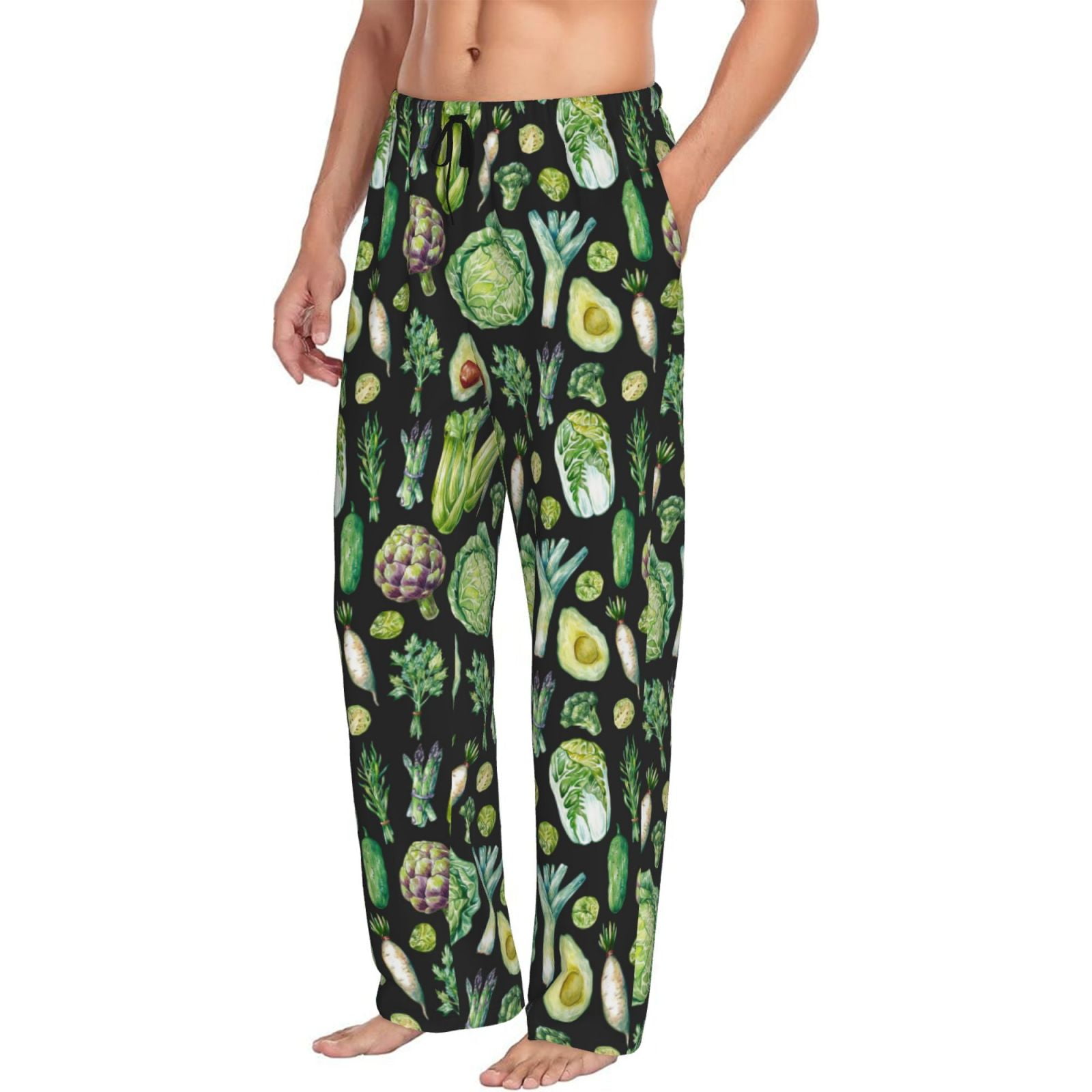 Mens Pajama Pants Bottoms with Pockets - Asparagu vegetable Comfy Mens ...