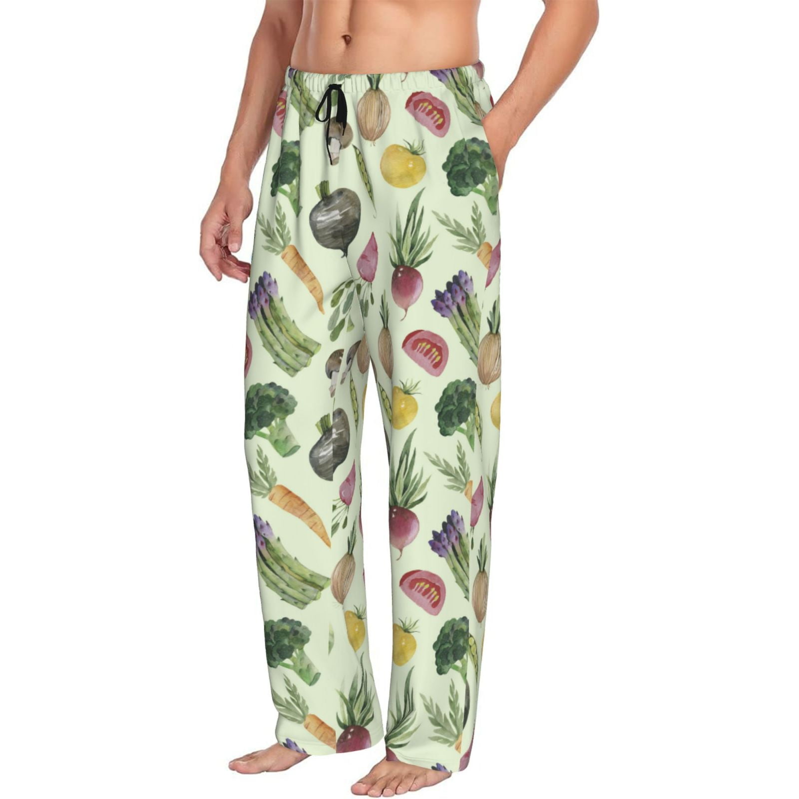 Mens Pajama Pants Bottoms with Pockets - Asparagus Print vegetable ...