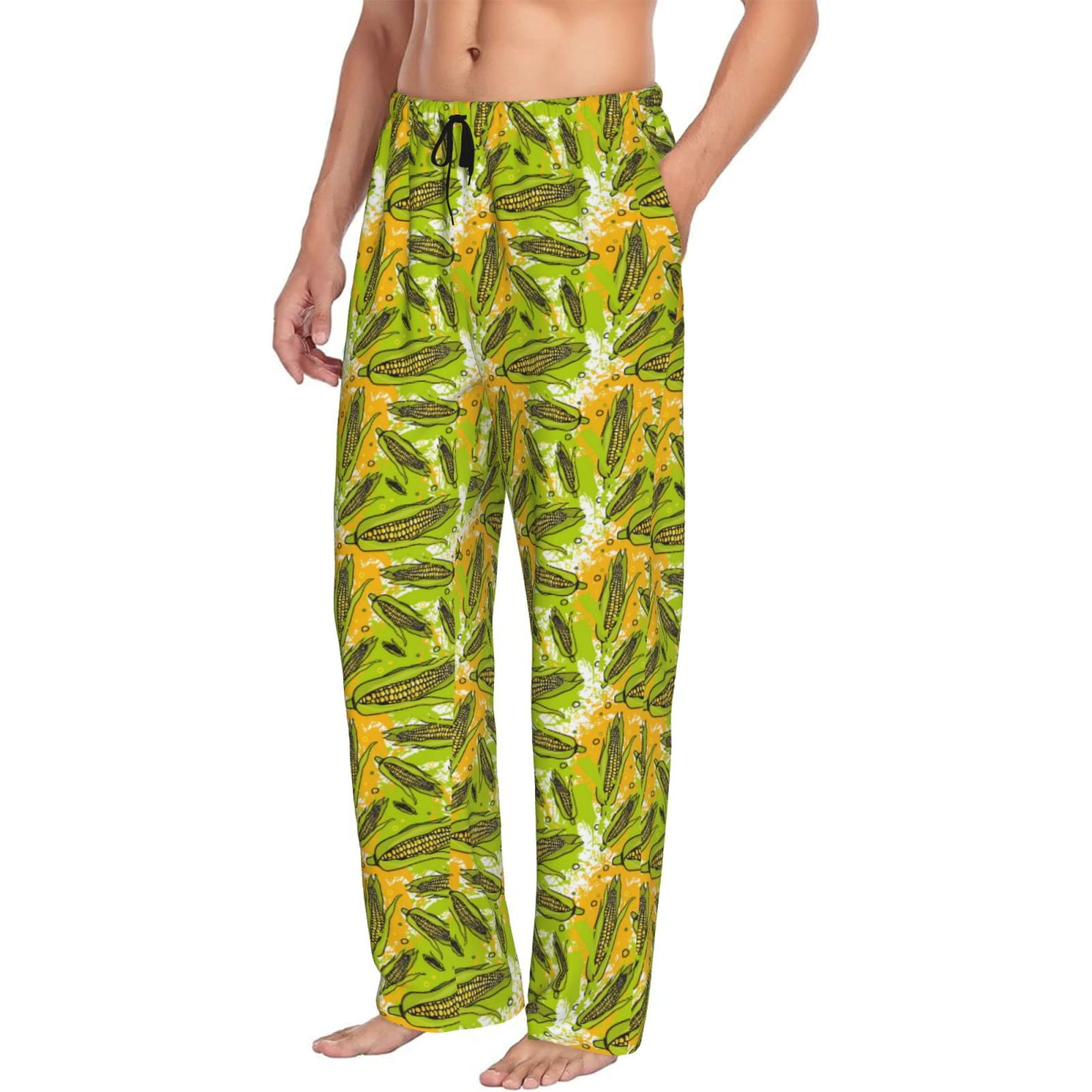 Mens Pajama Pants Bottoms with Pockets - Autumn Harvest Cartoon Corn ...