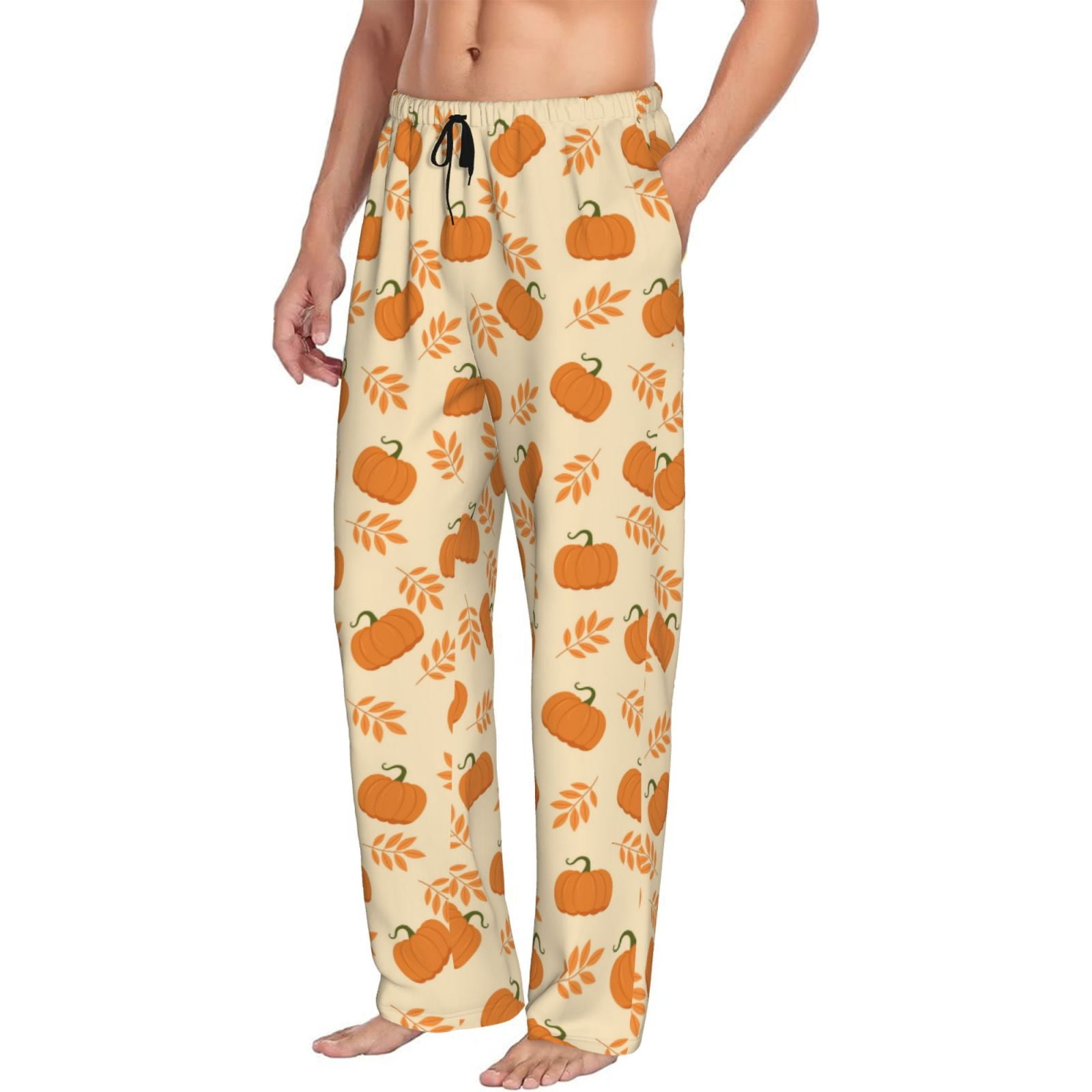 Mens Pajama Pants Bottoms with Pockets - Autumn Leaves And Pumpkins ...
