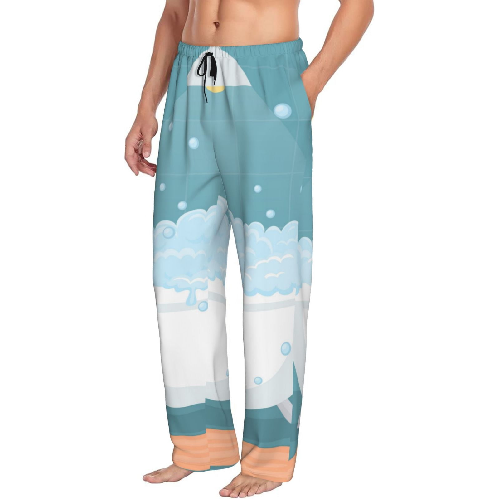 Mens Pajama Pants Bottoms with Pockets- Bathtub with Soap Bubbles Soft Mens Pj Pants, Comfy Men ...