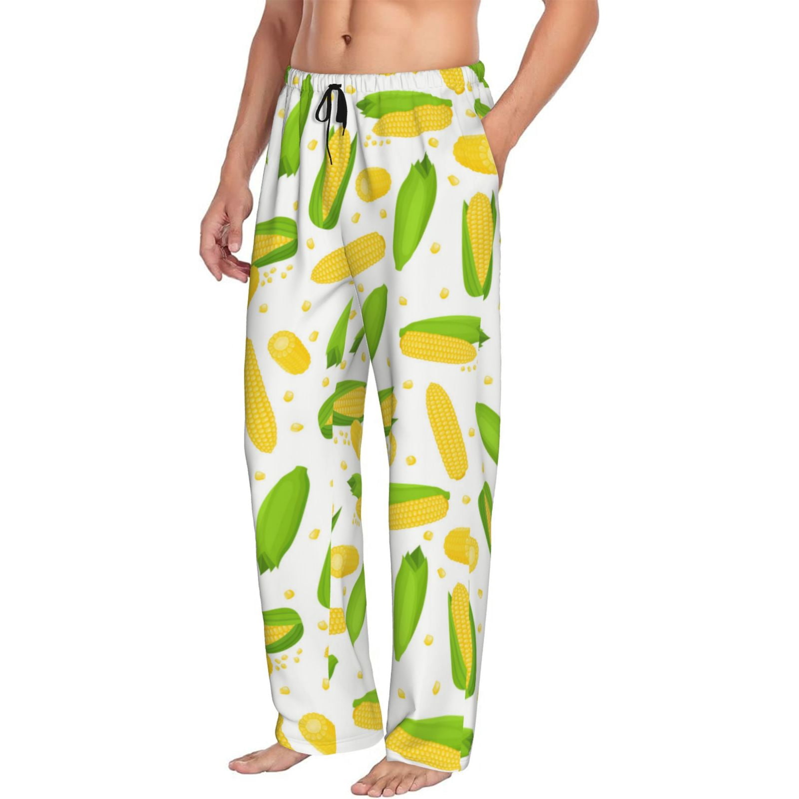 Mens Pajama Pants Bottoms with Pockets - Cartoon Corn Comfy Mens Pj ...