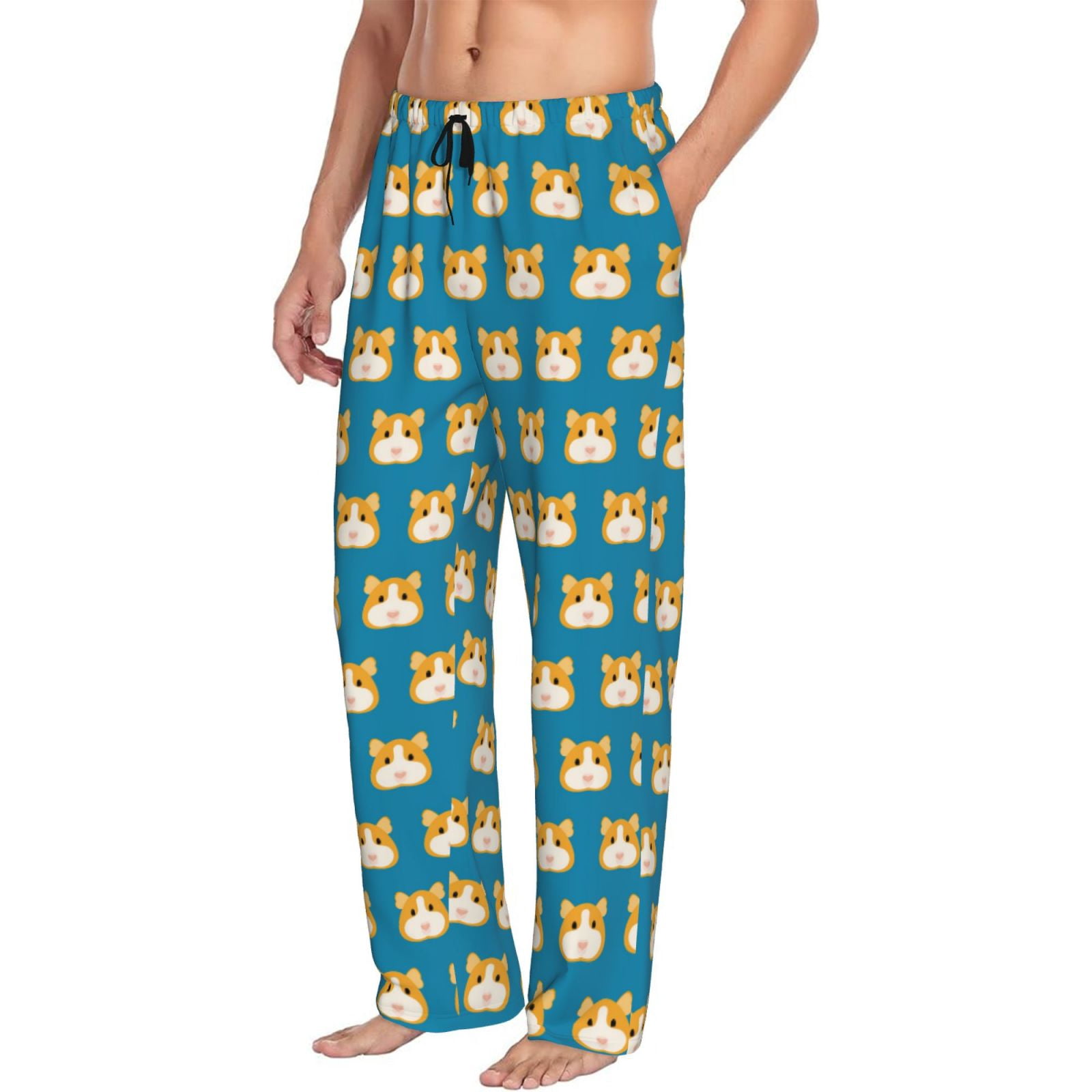 Mens Pajama Pants Bottoms with Pockets - Cartoon cute hamster blue ...