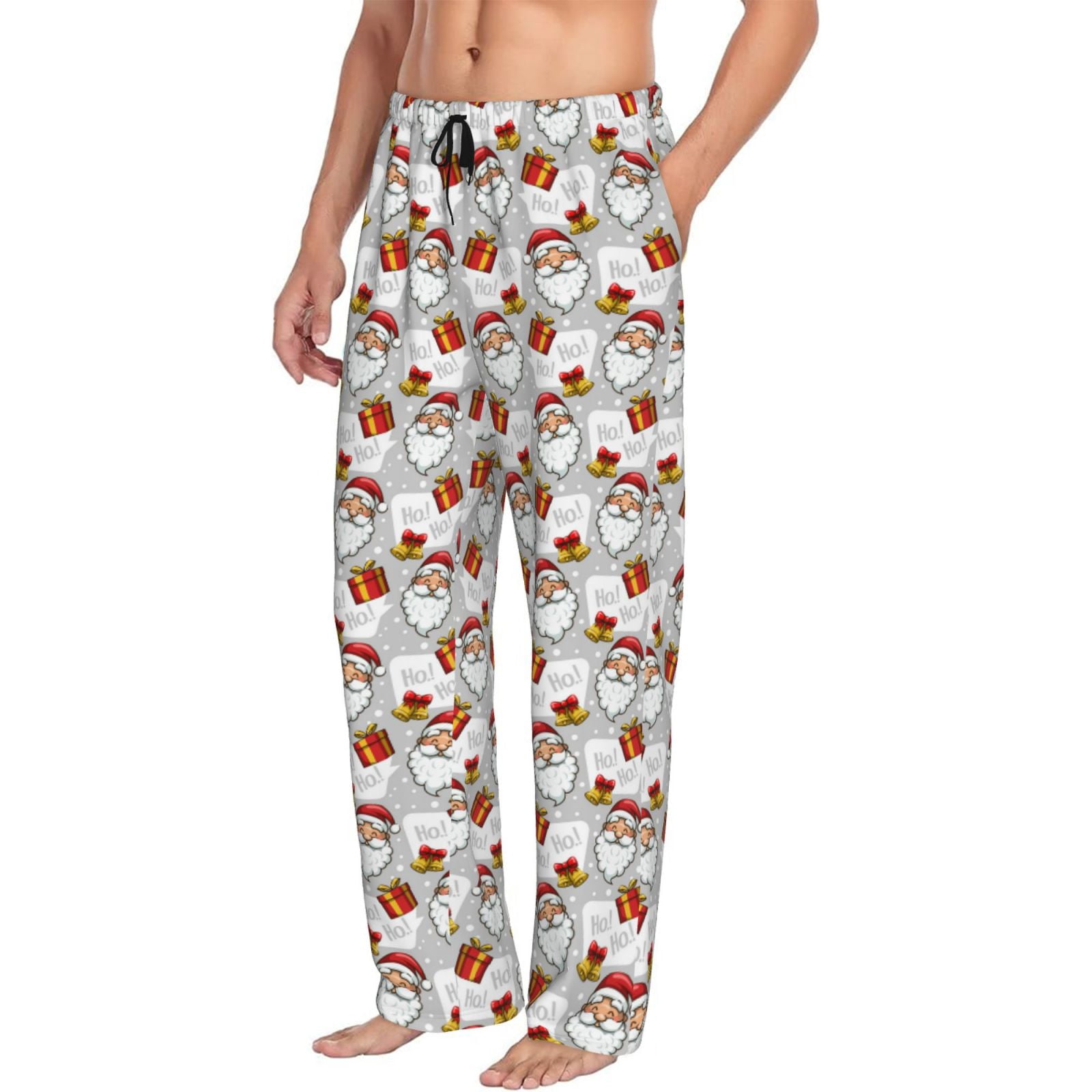 Mens Pajama Pants Bottoms with Pockets - Christmas Santa Claus Soft ...