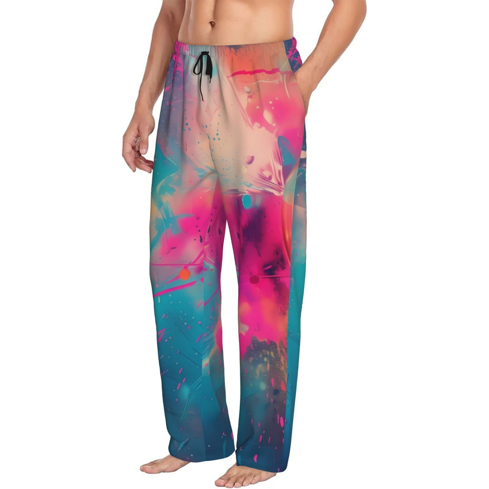 Mens Pajama Pants Bottoms with Pockets- Colorful Lightbulb Abstract ...