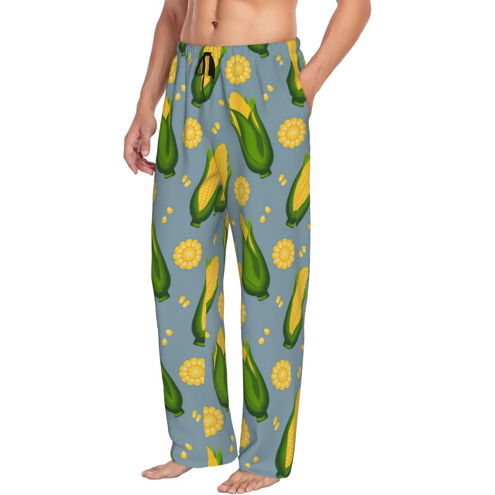 Mens Pajama Pants Bottoms with Pockets - Corn On The Leaves Comfy Mens ...