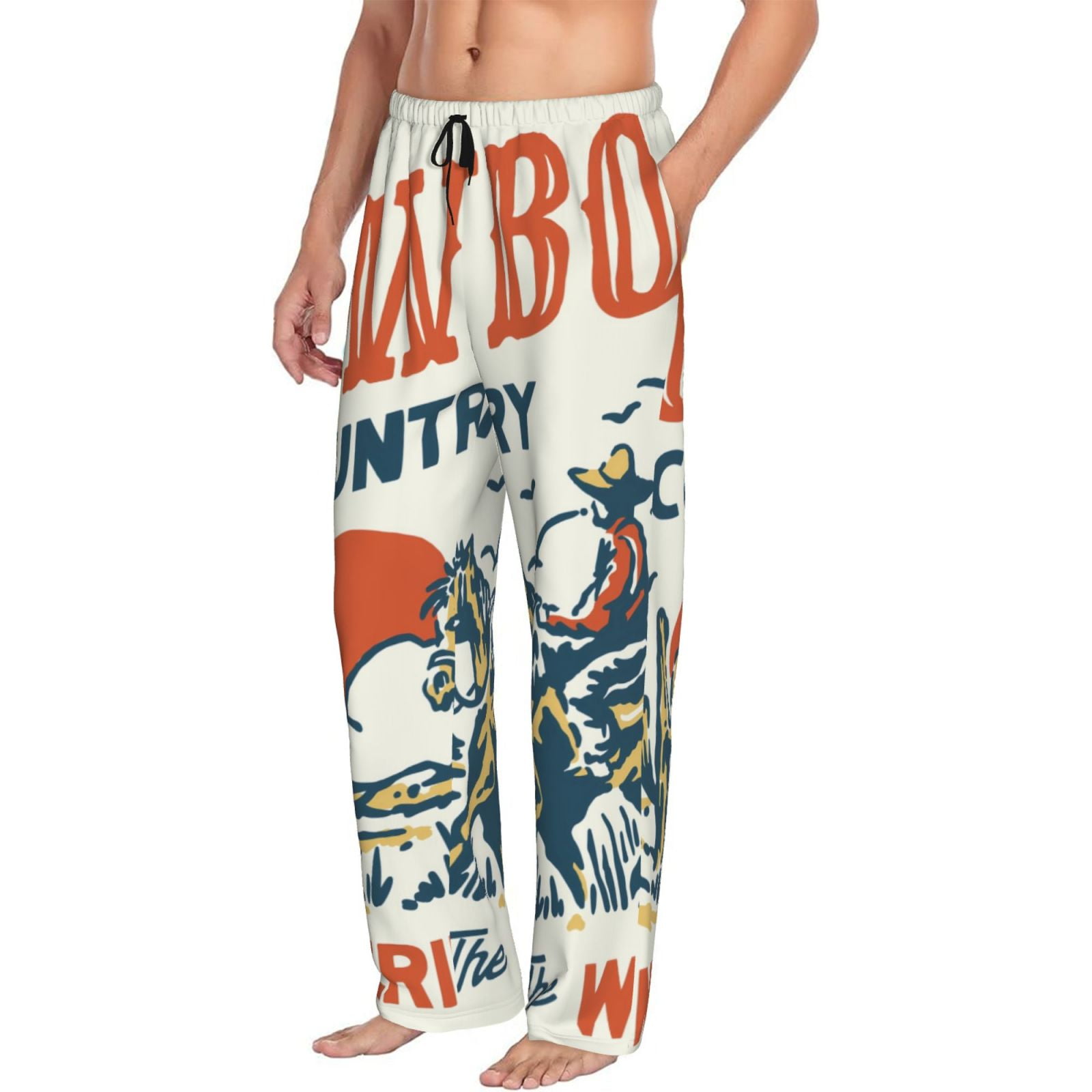 Mens Pajama Pants Bottoms with Pockets - Cowboy Rising Horse Comfy Mens ...