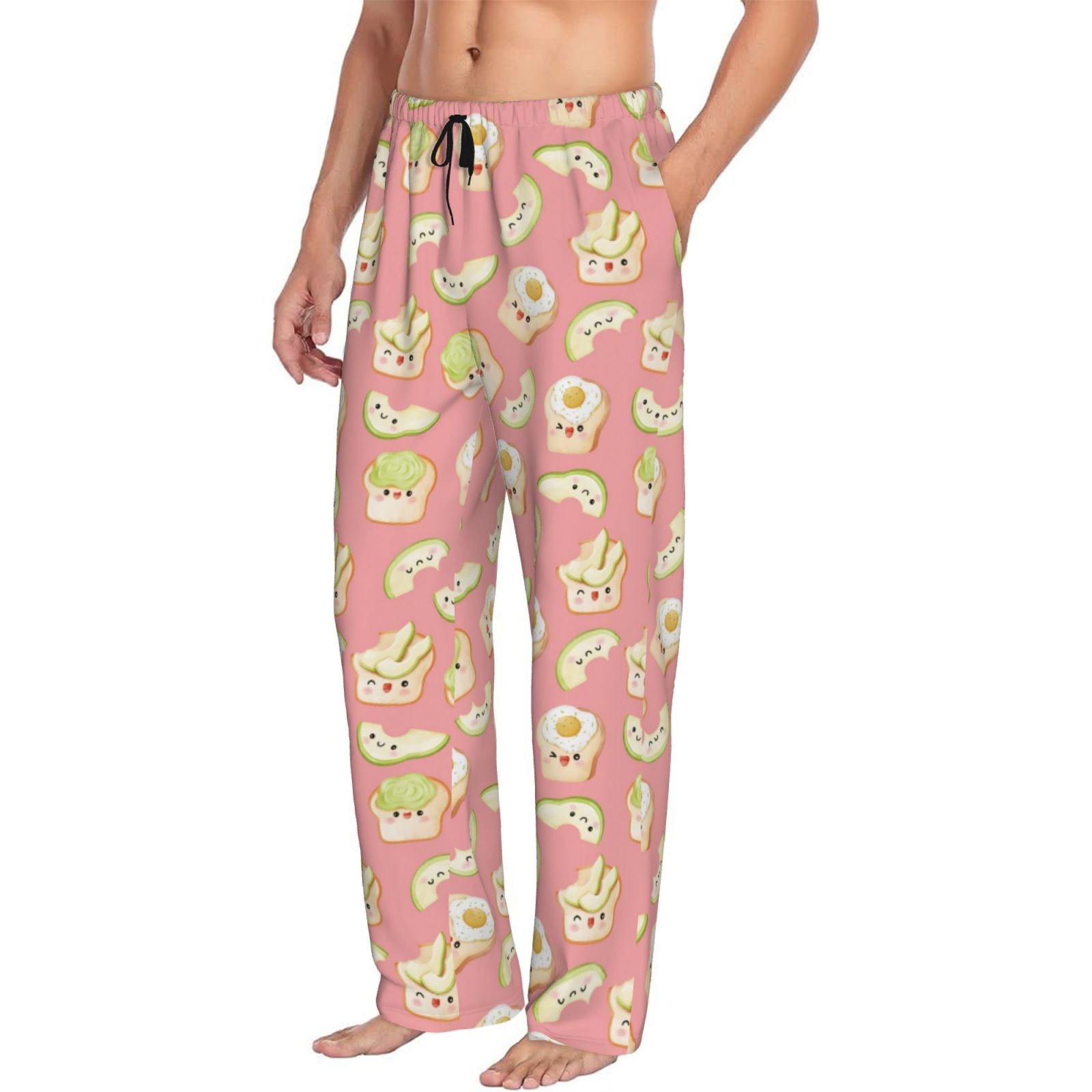 Mens Pajama Pants Bottoms with Pockets - Cute Avocado Bread Egg Comfy ...