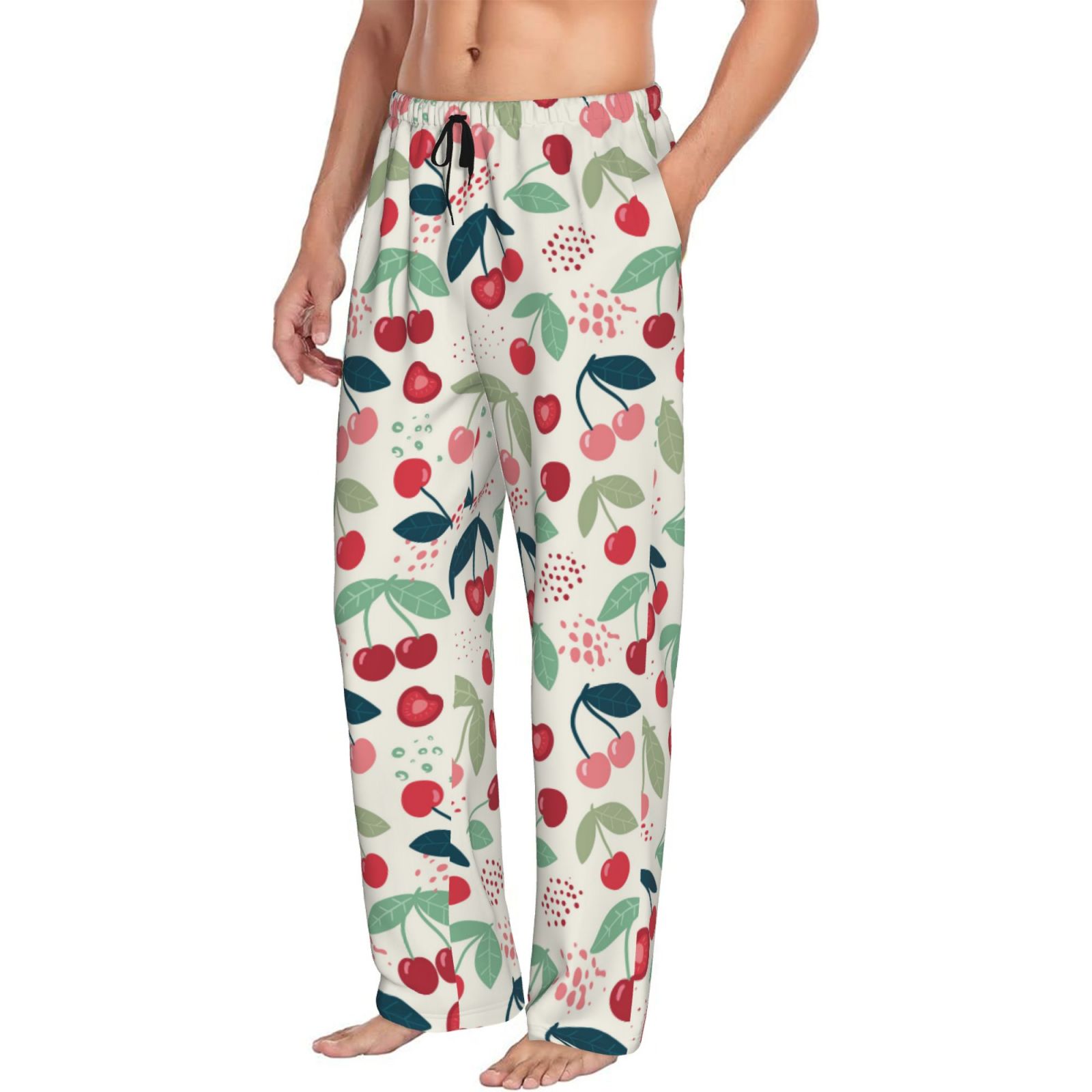 Mens Pajama Pants Bottoms with Pockets - Cute Berry Red Pink Comfy Mens ...