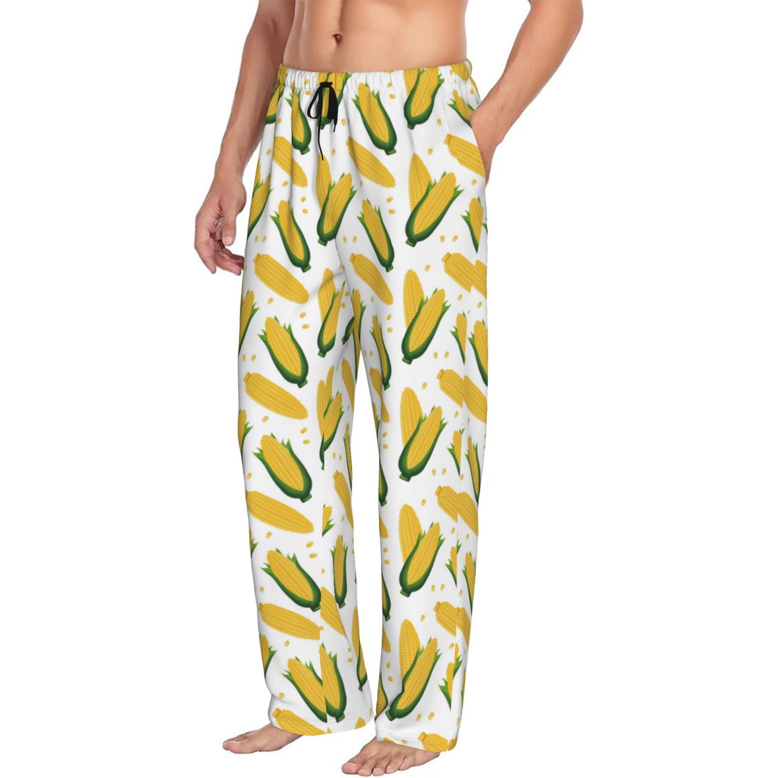 Mens Pajama Pants Bottoms with Pockets- Cute Corn Food Soft Mens Pj ...