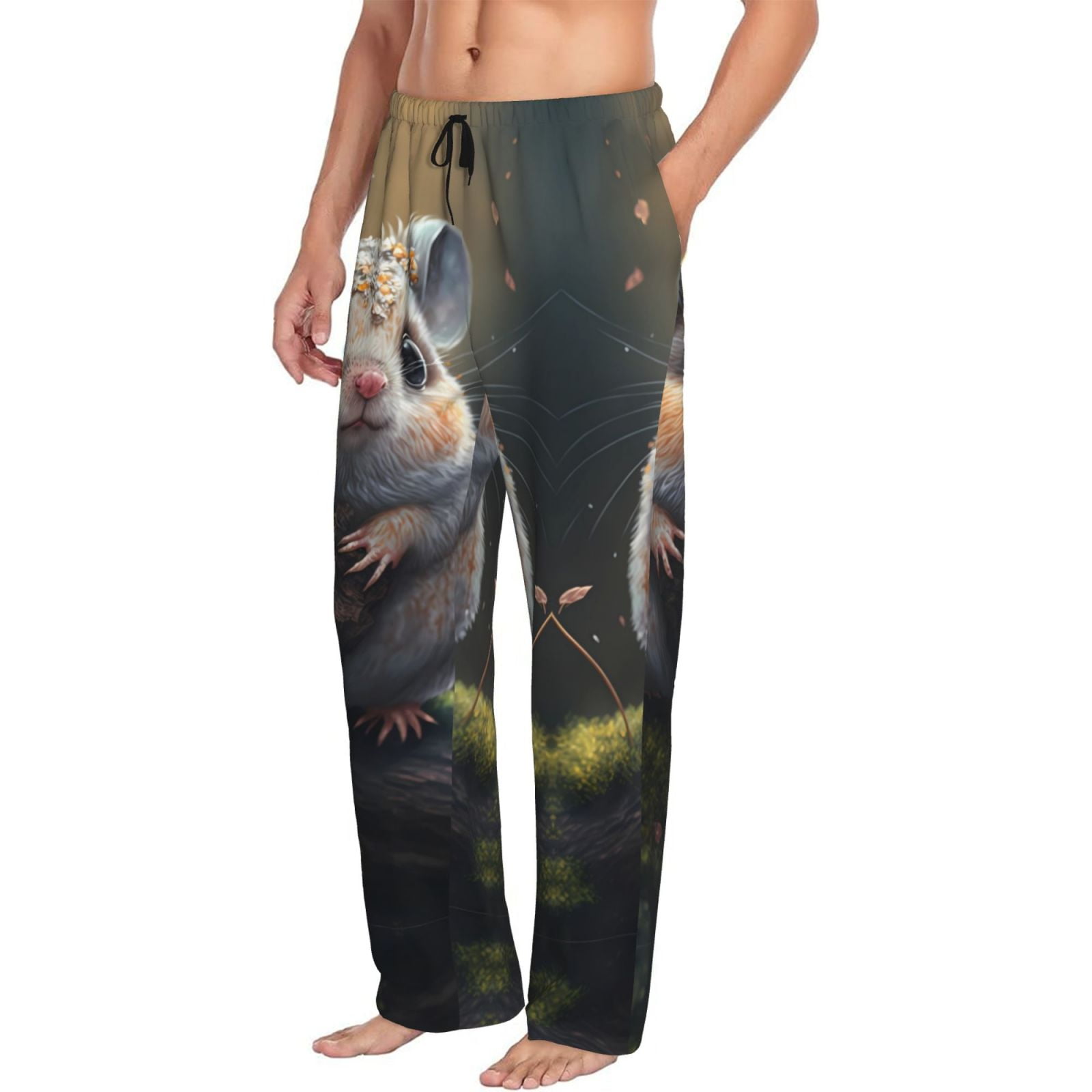 Mens Pajama Pants Bottoms with Pockets - Cute Fat Ball Branch Comfy ...