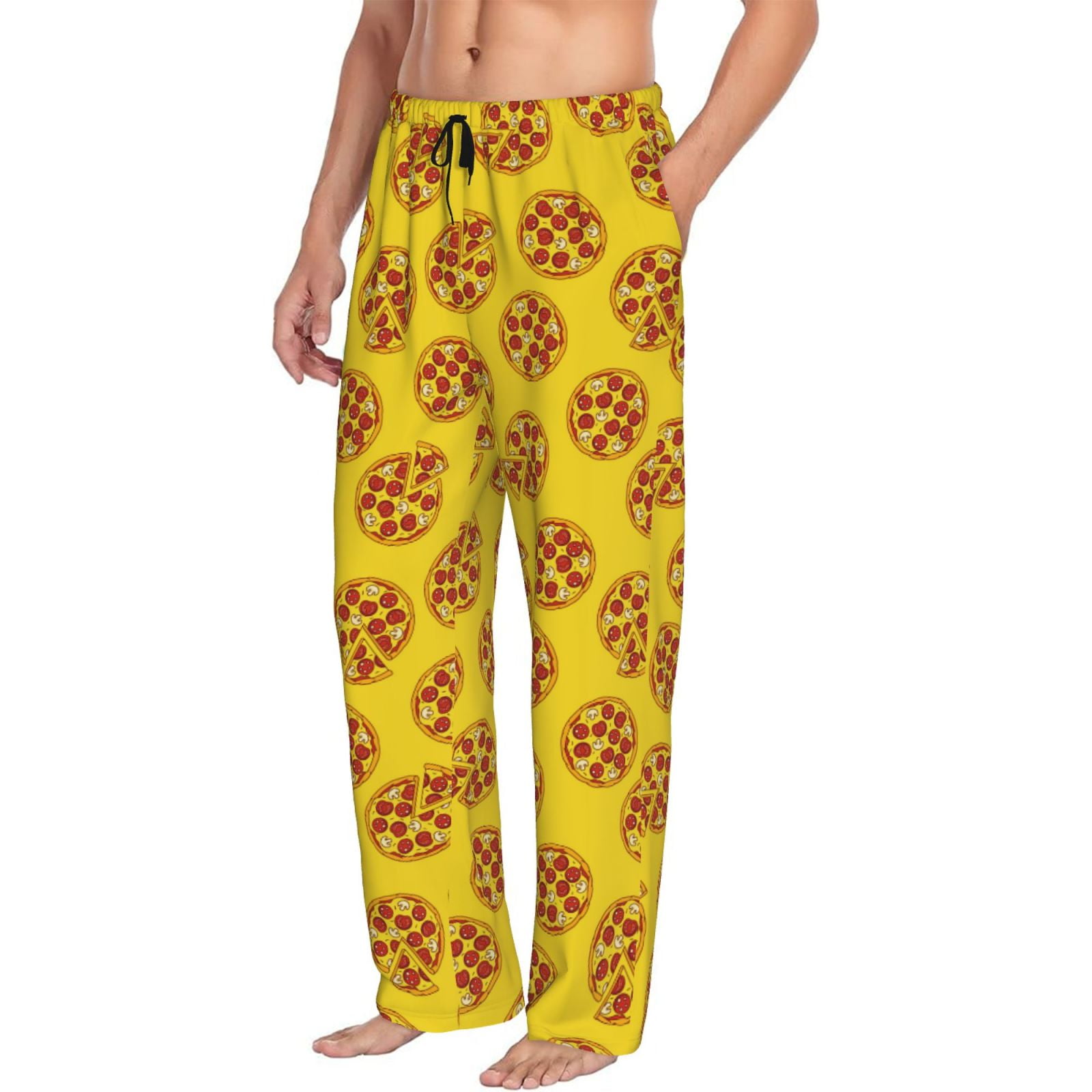 Mens Pajama Pants Bottoms with Pockets- Cute Pizza Sausage Tomato Soft Mens Pj Pants, Comfy Men ...