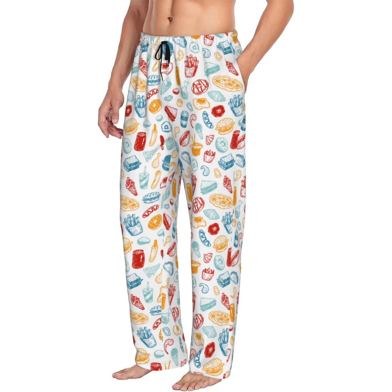 Mens Pajama Pants Bottoms with Pockets - Fast Food 2 Soft Mens Pj Pants ...