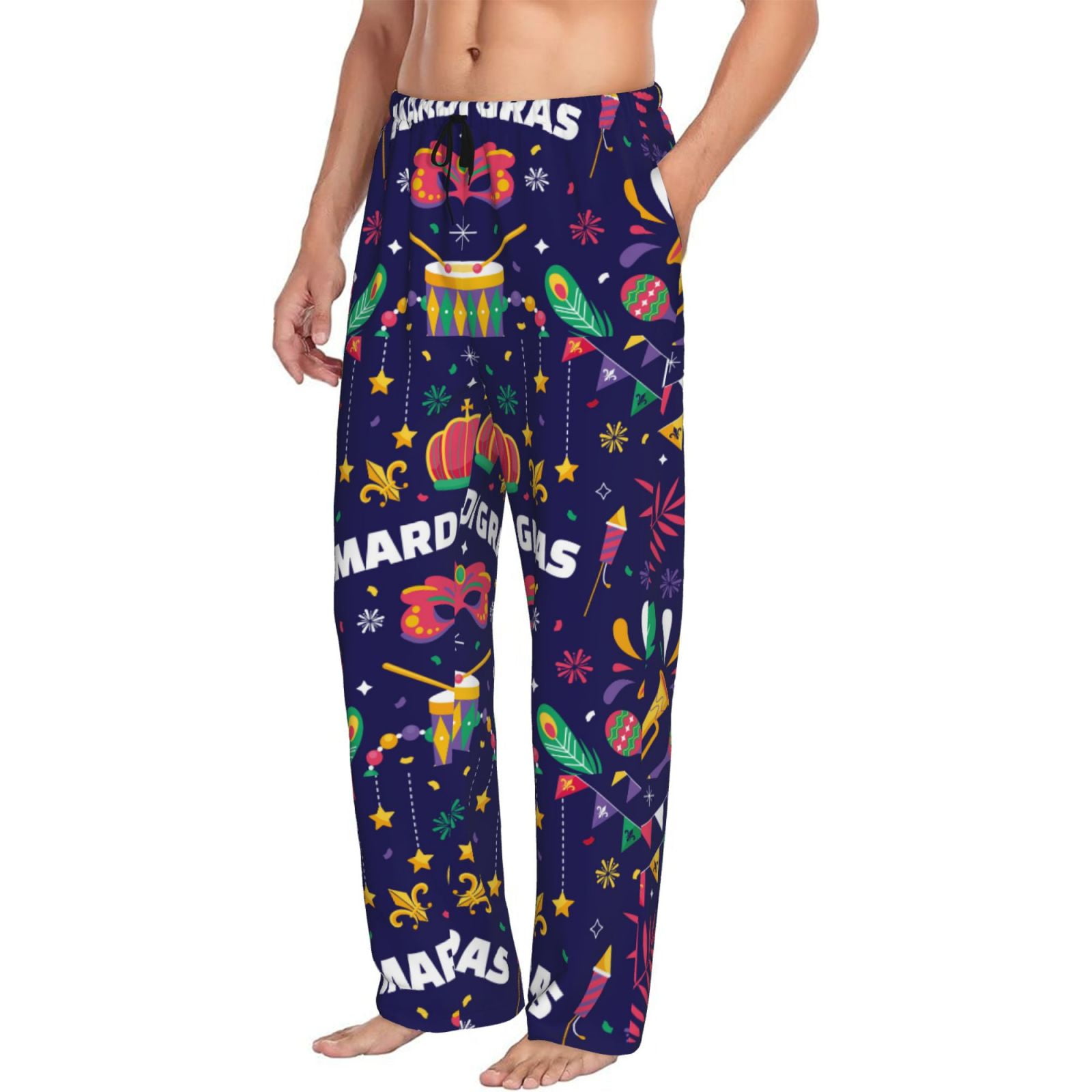 Mens Pajama Pants Bottoms with Pockets - Happy Mardi Gras Comfy Mens Pj ...