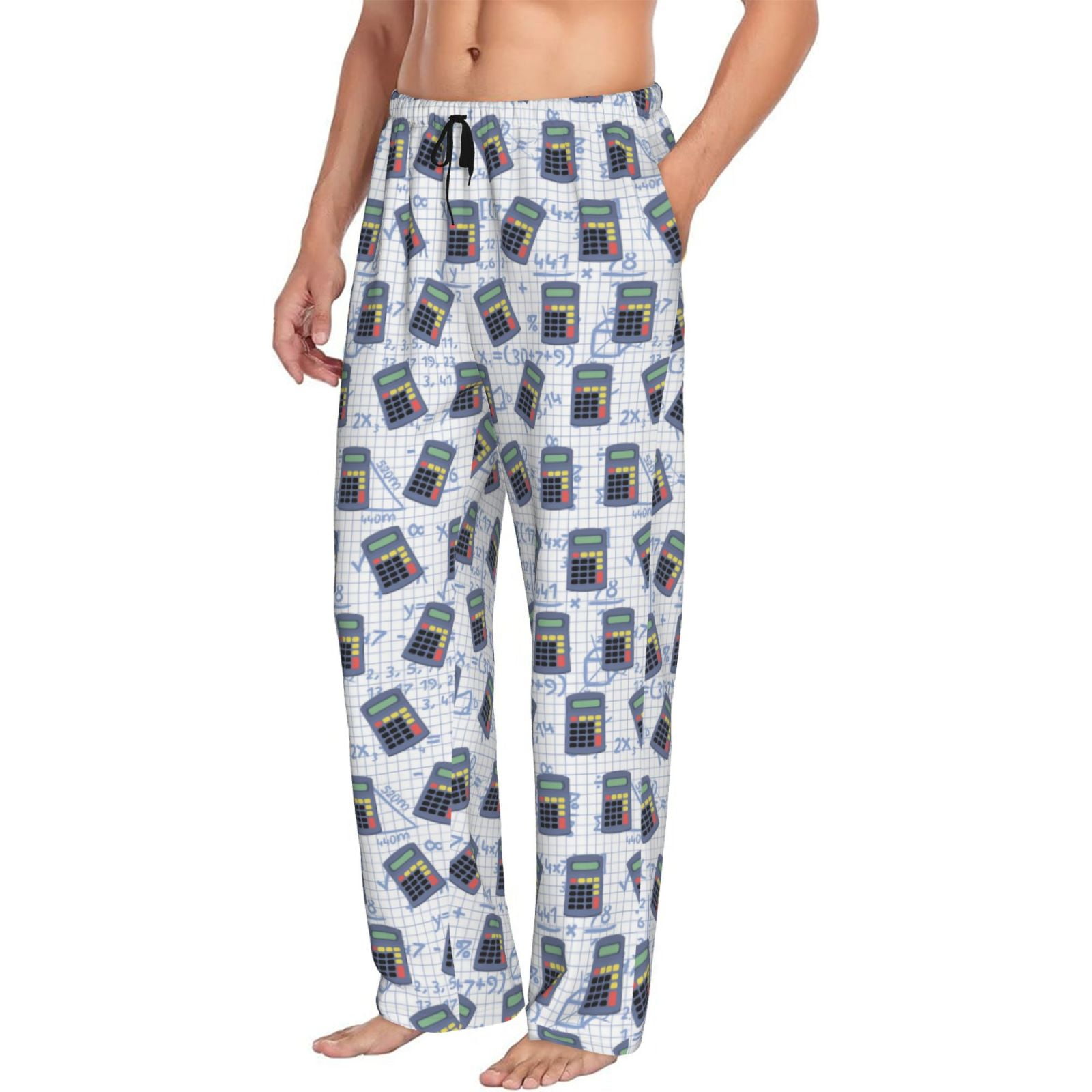 Mens Pajama Pants Bottoms with Pockets- Math number Print calculator ...