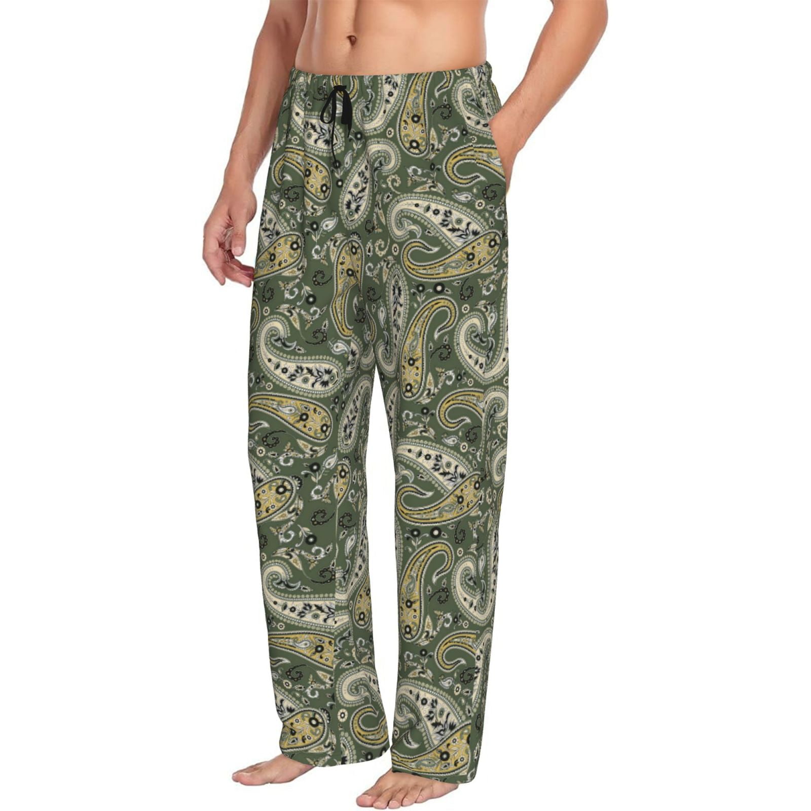 Mens Pajama Pants Bottoms with Pockets - Paisley Pattern No.90100 Comfy Mens Pj Pants, Soft Men ...