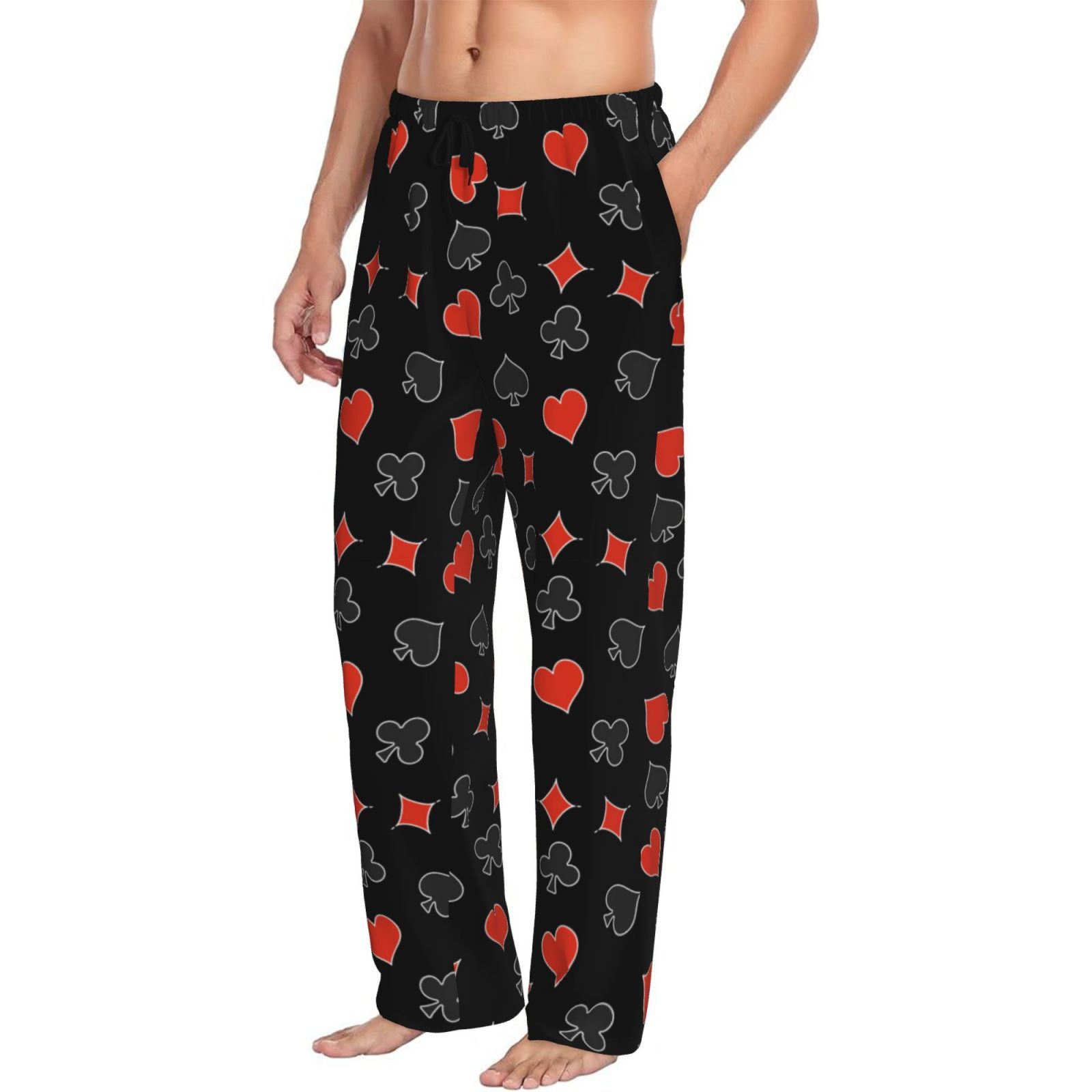 Mens Pajama Pants Bottoms with Pockets- Poker Creative Symbols Soft ...