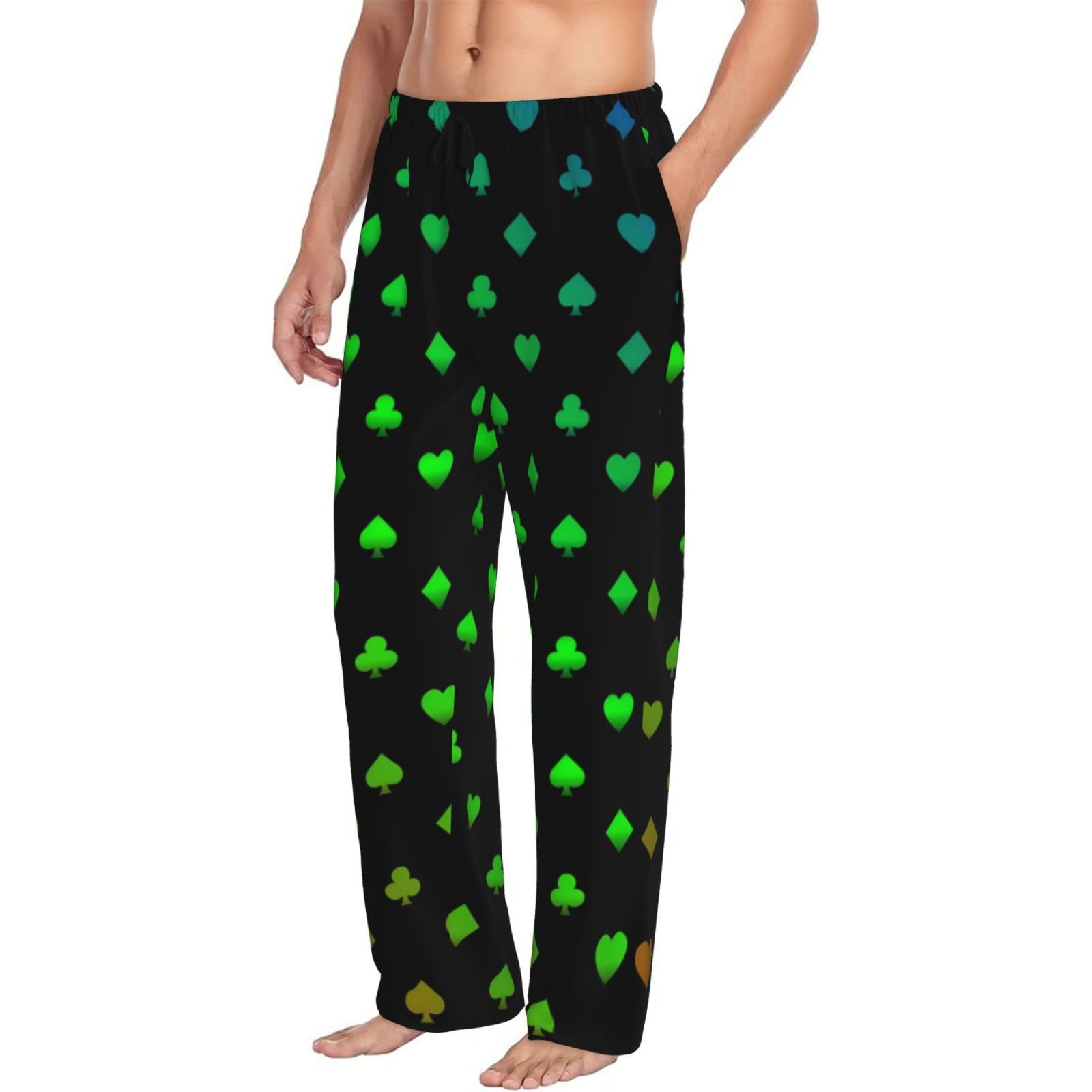 Mens Pajama Pants Bottoms with Pockets- Poker Shapes Soft Mens Pj Pants ...