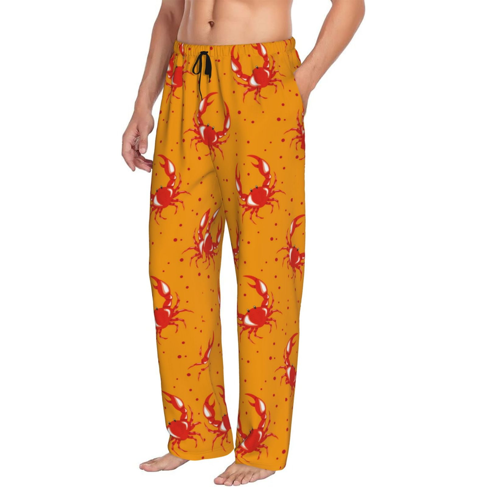 Mens Pajama Pants Bottoms with Pockets - Red Crab Comfy Mens Pj Pants ...