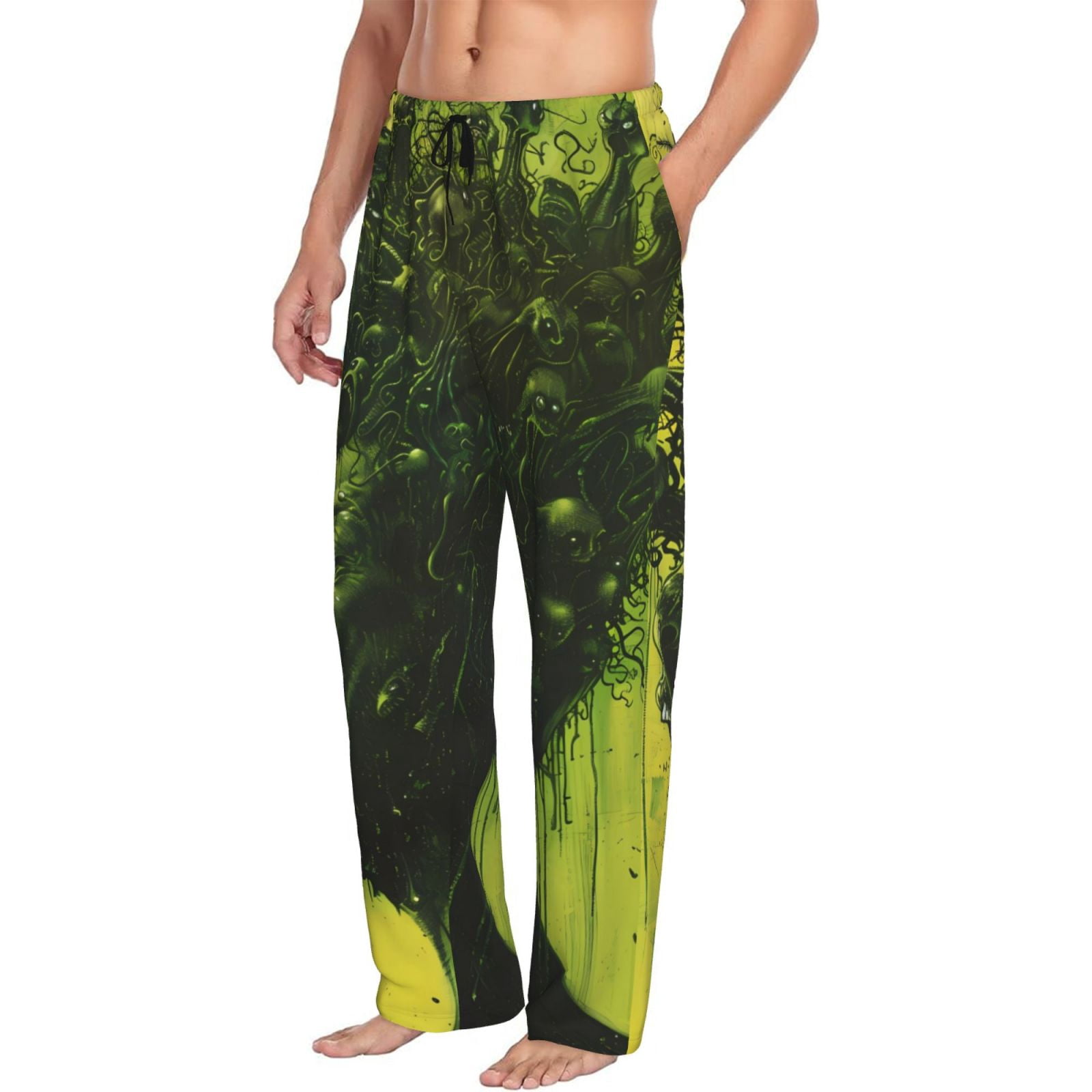 Mens Pajama Pants Bottoms with Pockets- Screaming Horror Art Soft Mens ...