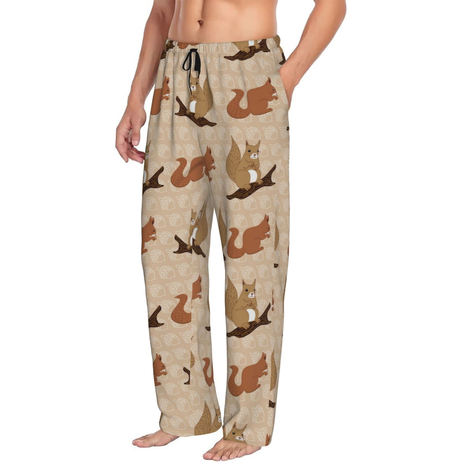 Mens Pajama Pants Bottoms with Pockets - Squirrel nut backgrounds Comfy ...