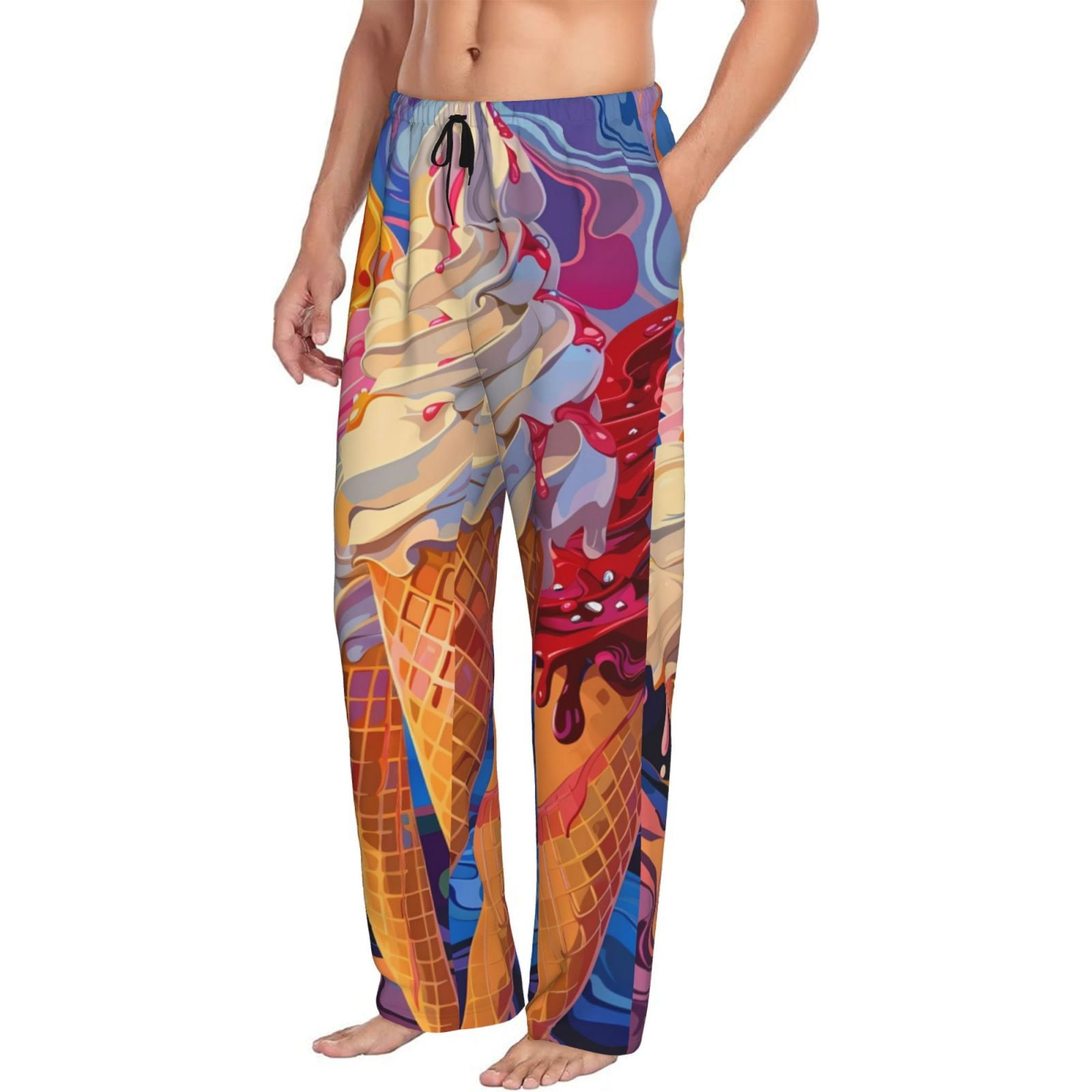 Mens Pajama Pants Bottoms with Pockets- Trio Of Dripping Cones Soft ...