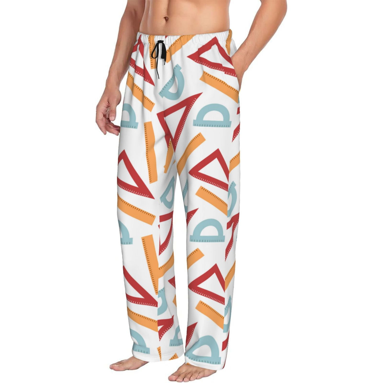 Mens Pajama Pants Bottoms with Pockets- colorful Math ruler Print Soft ...