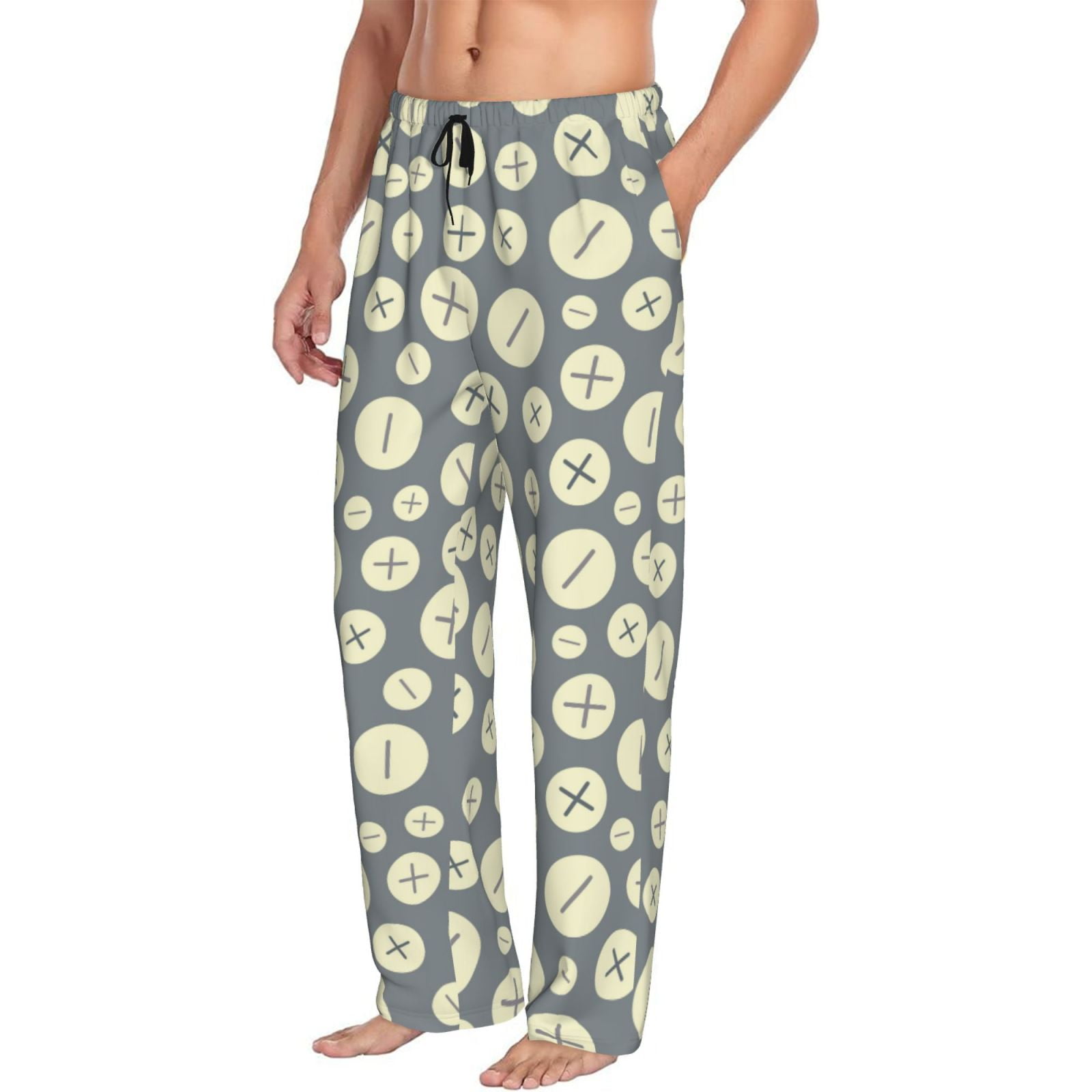 Mens Pajama Pants Bottoms with Pockets- comical Math Symbol Print Soft ...