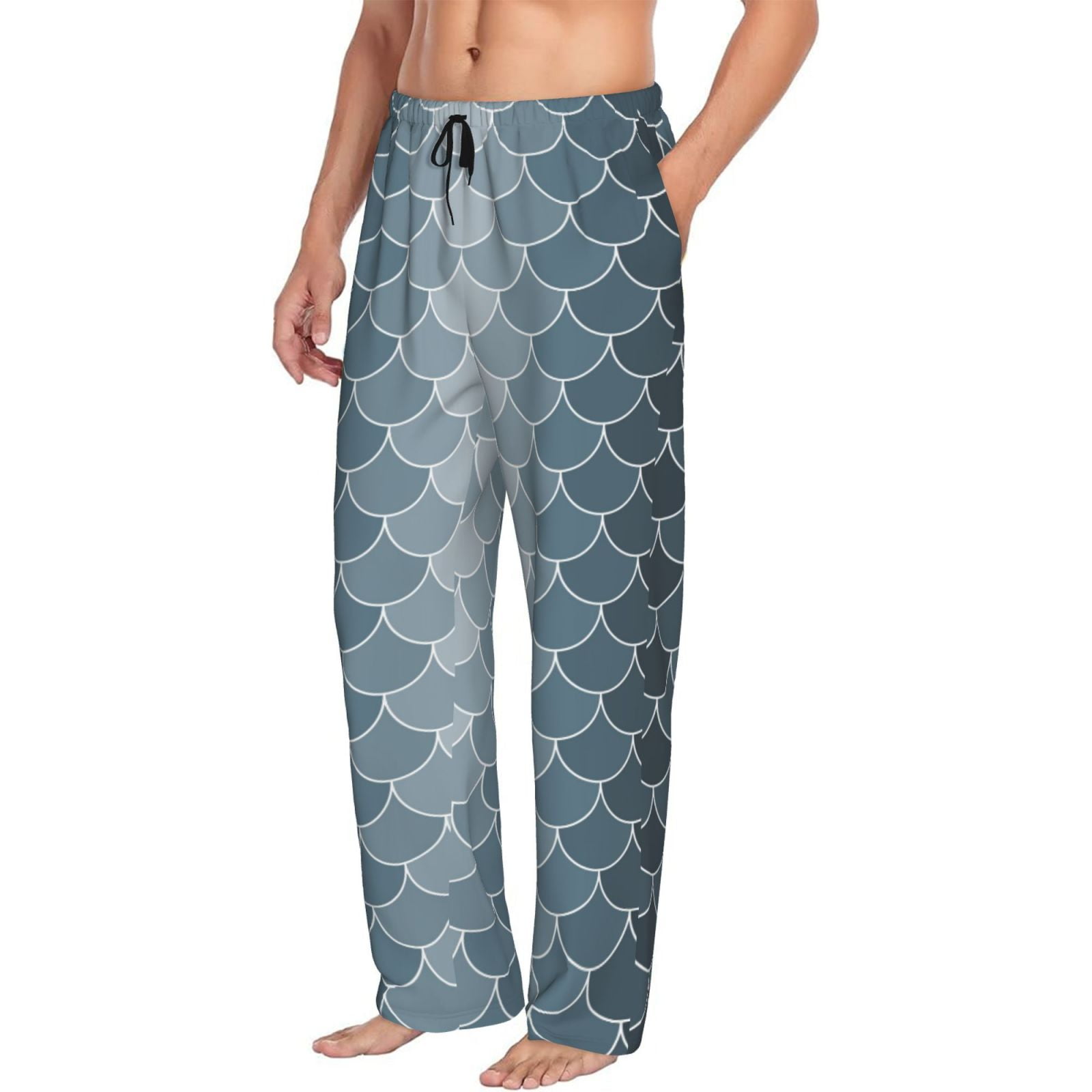 Mens Pajama Pants Bottoms with Pockets- cool gray scale fish scales ...