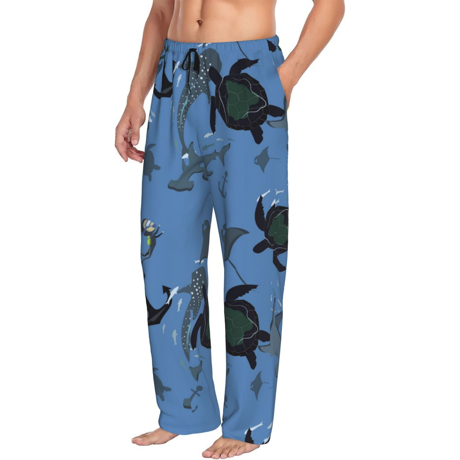Mens Pajama Pants Bottoms with Pockets - stingrays Hammerhead shark ...