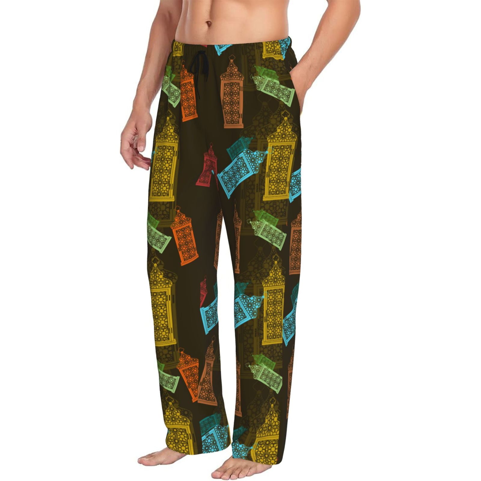 Mens Pajama Pants Bottoms with Pockets - vintage Light Bulb Pattern ...