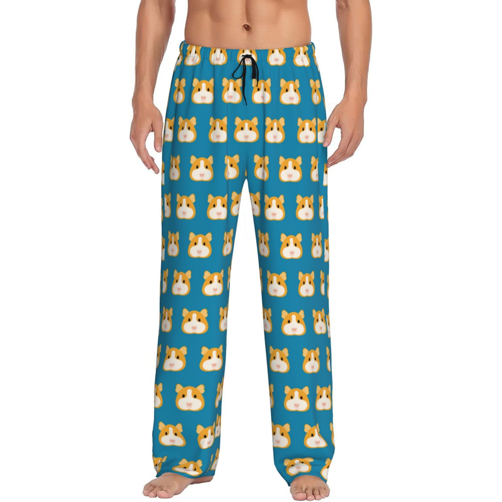 Mens Pajama Pants - Cartoon Cute Hamster Blue Mens Sleepwear, Lounge Pj ...
