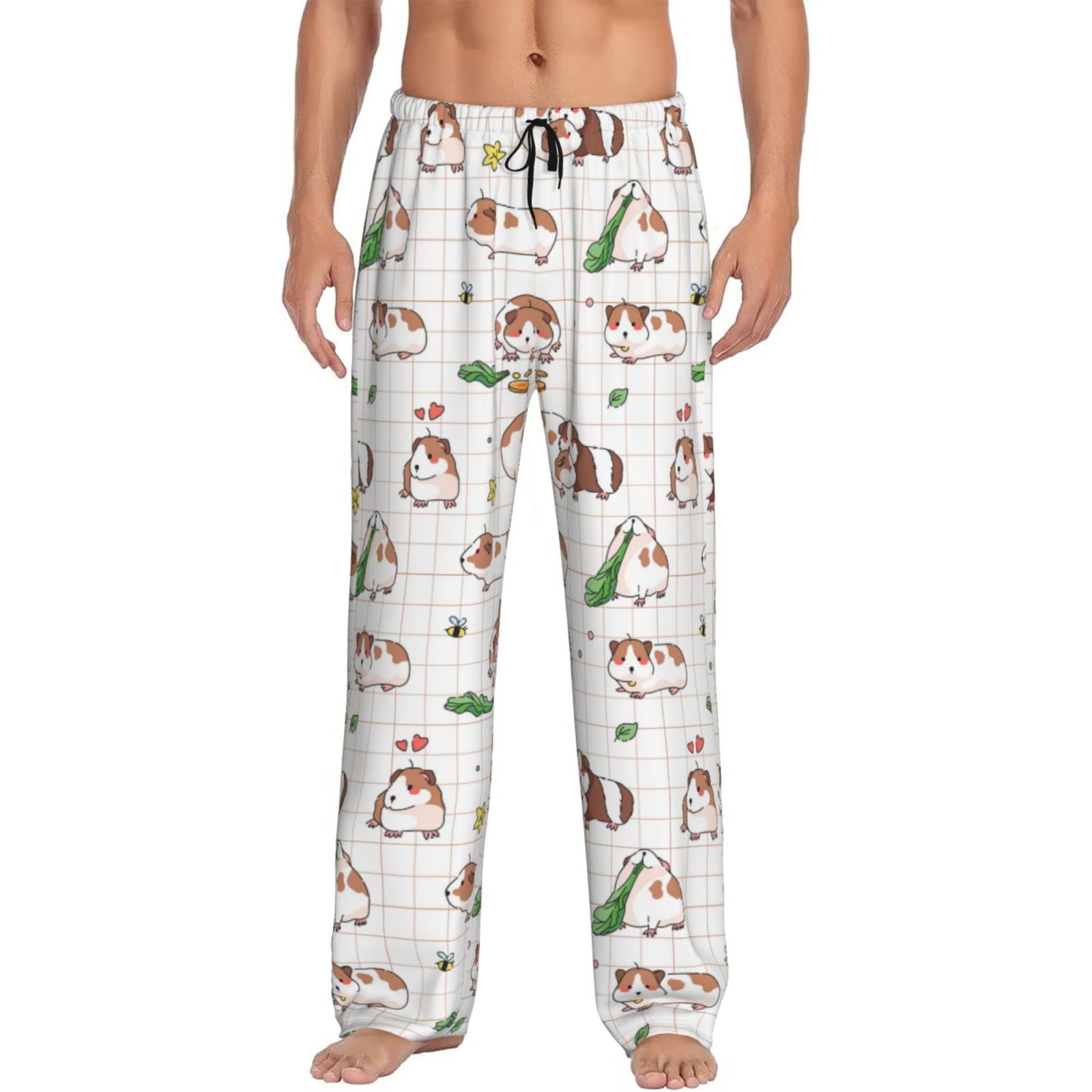 Mens Pajama Pants - Cartoon Cute Hamster Greens Mens Sleepwear, Lounge ...