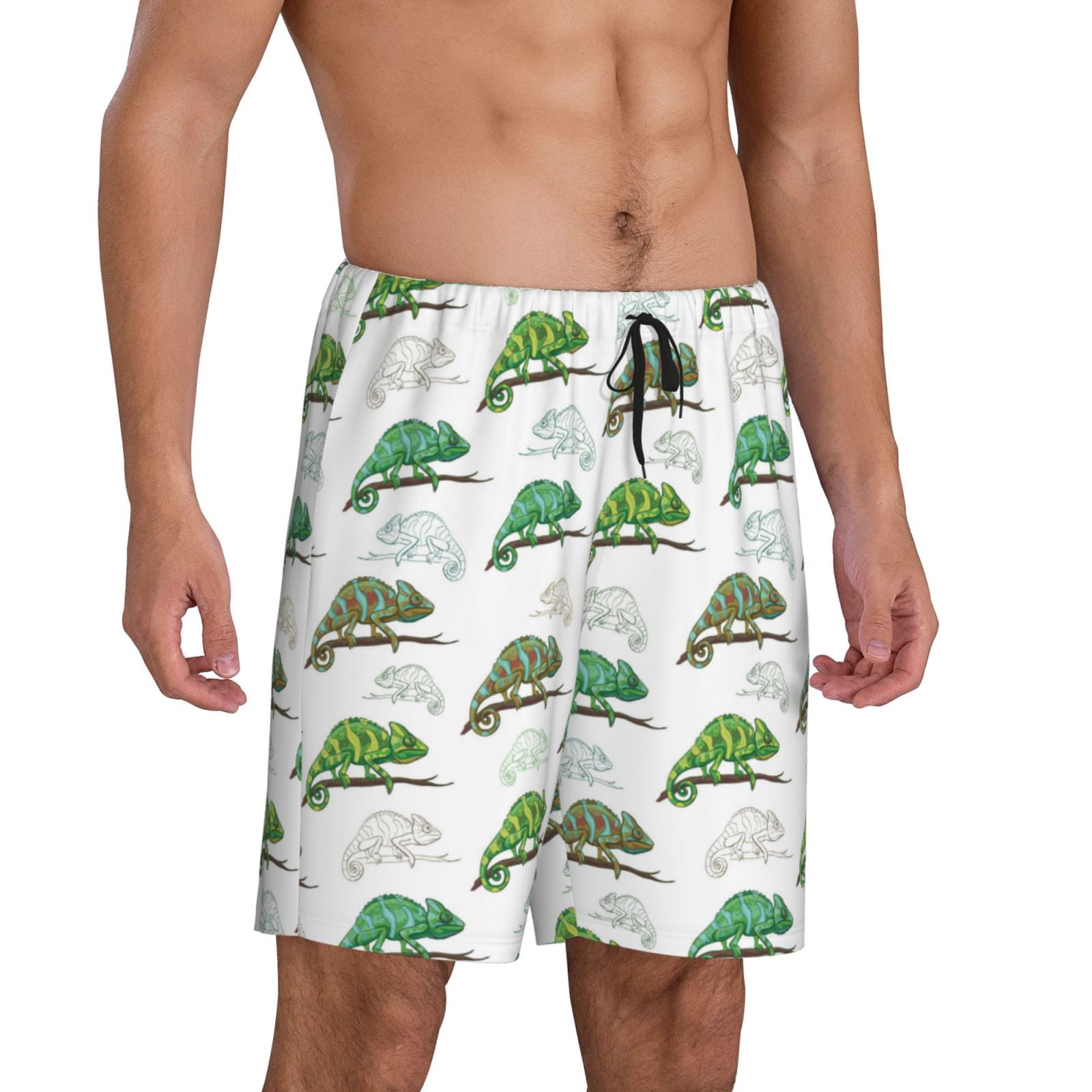 Mens Pajama Pants - Cartoon Cute Lizard Chameleon Sleep Shorts Mens ...