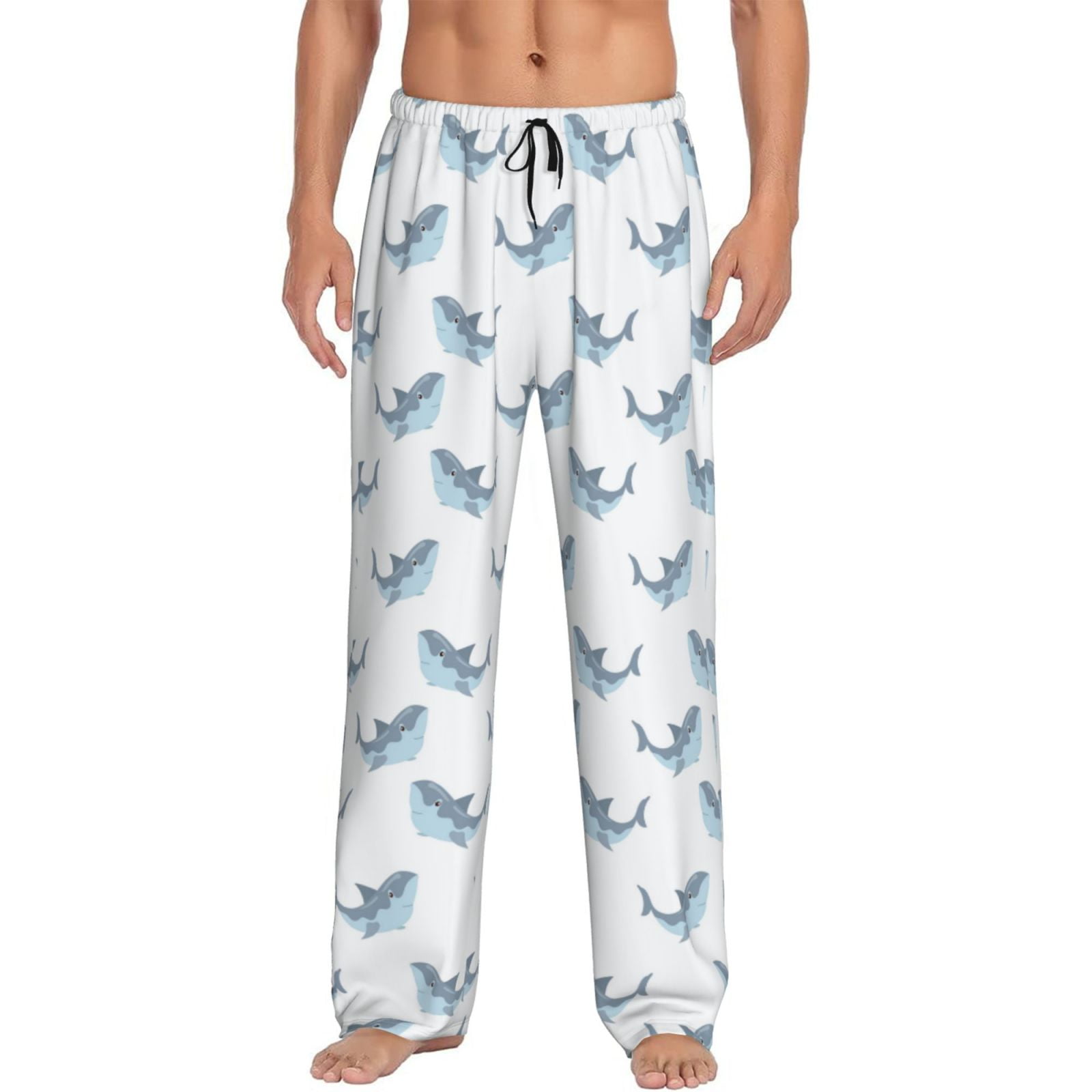 Mens Pajama Pants - Cartoon Cute Shark_B Mens Sleepwear, Lounge Pj ...
