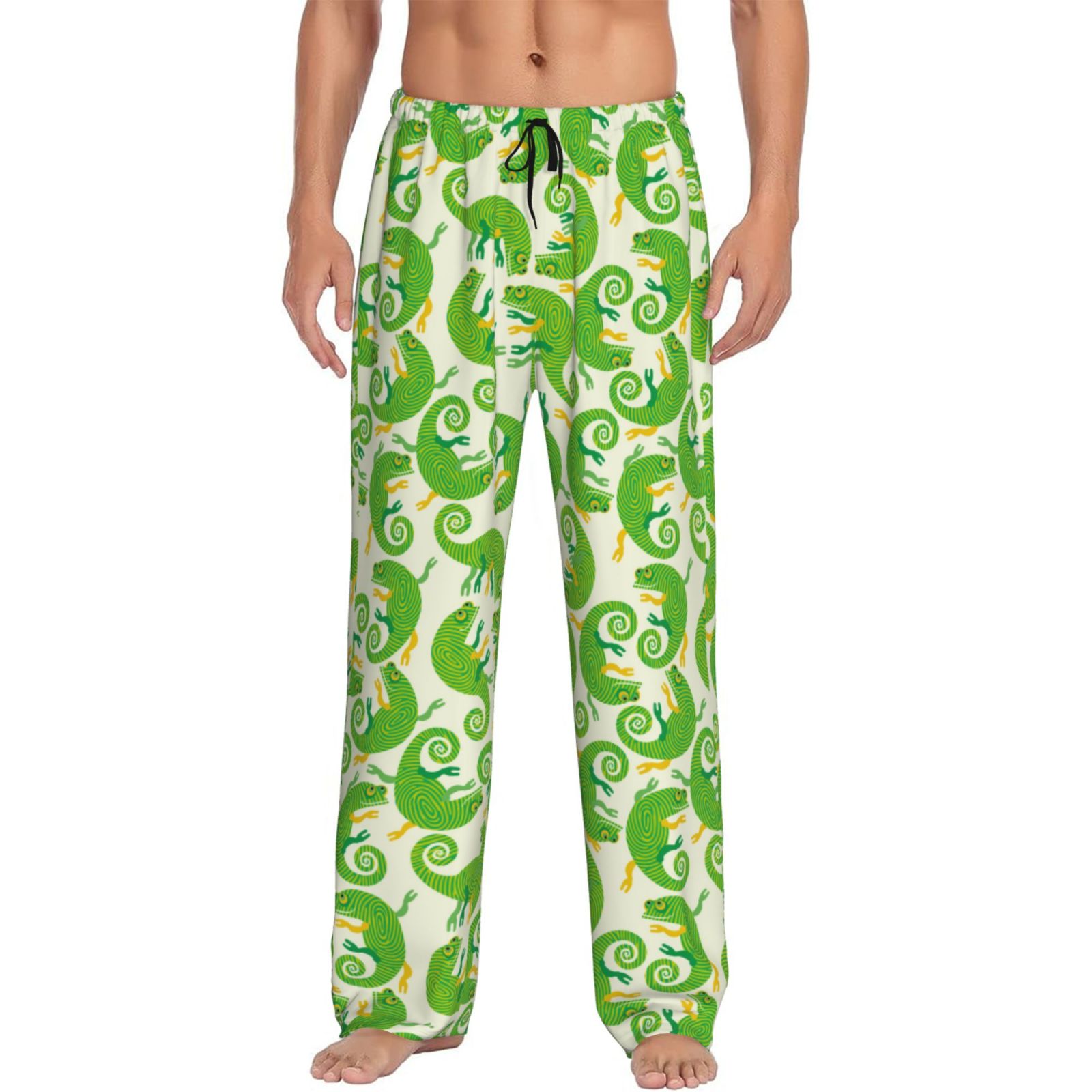 Mens Pajama Pants - Cartoon Funny Cute Chameleon Mens Sleepwear, Lounge ...