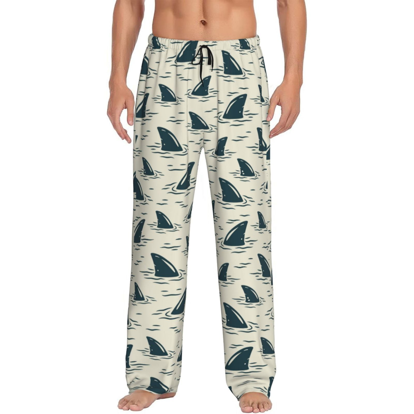 Mens Pajama Pants, Cartoon Wavy Shark Fin Lounge Pj Pants With ...