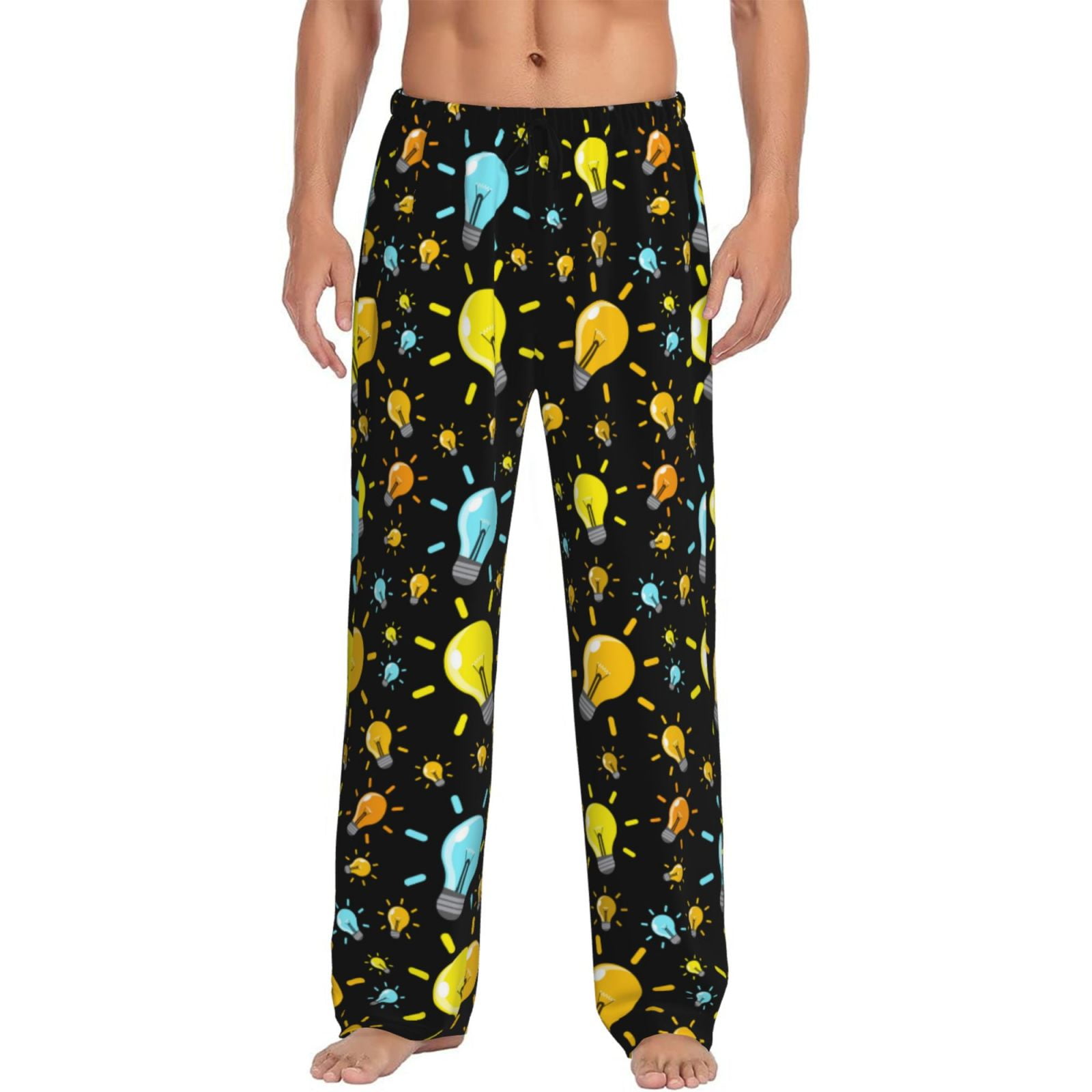 Mens Pajama Pants, Colorful Light Bulb Pattern Lounge Pj Pants With ...