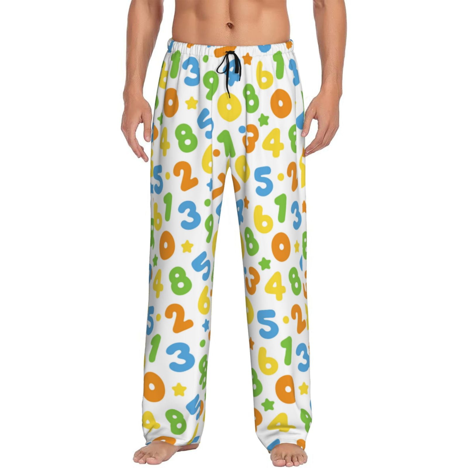Mens Pajama Pants, Colorful Math Number Print Lounge Pj Pants With ...