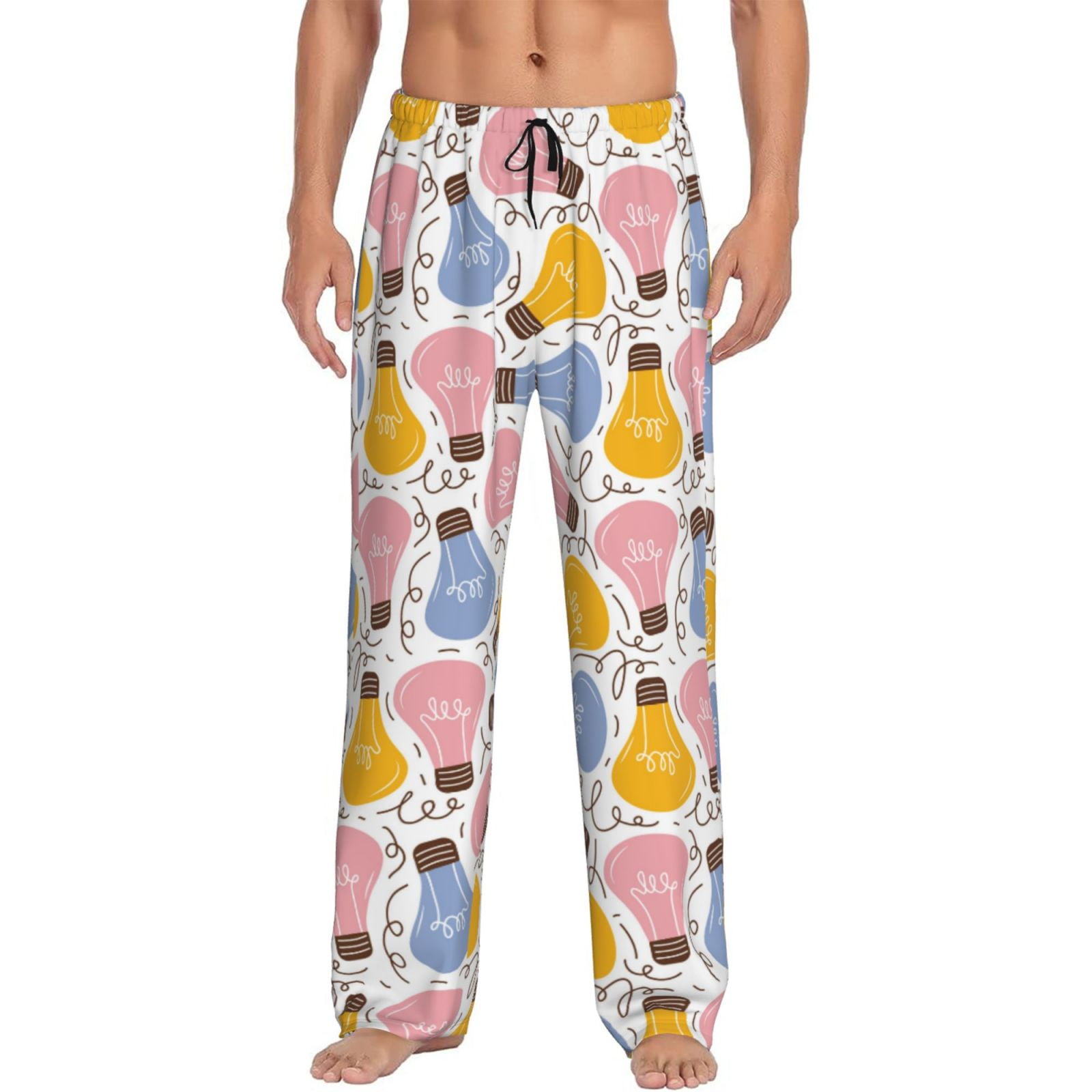 Mens Pajama Pants, Colors Light Bulb Print Lounge Pj Pants With ...