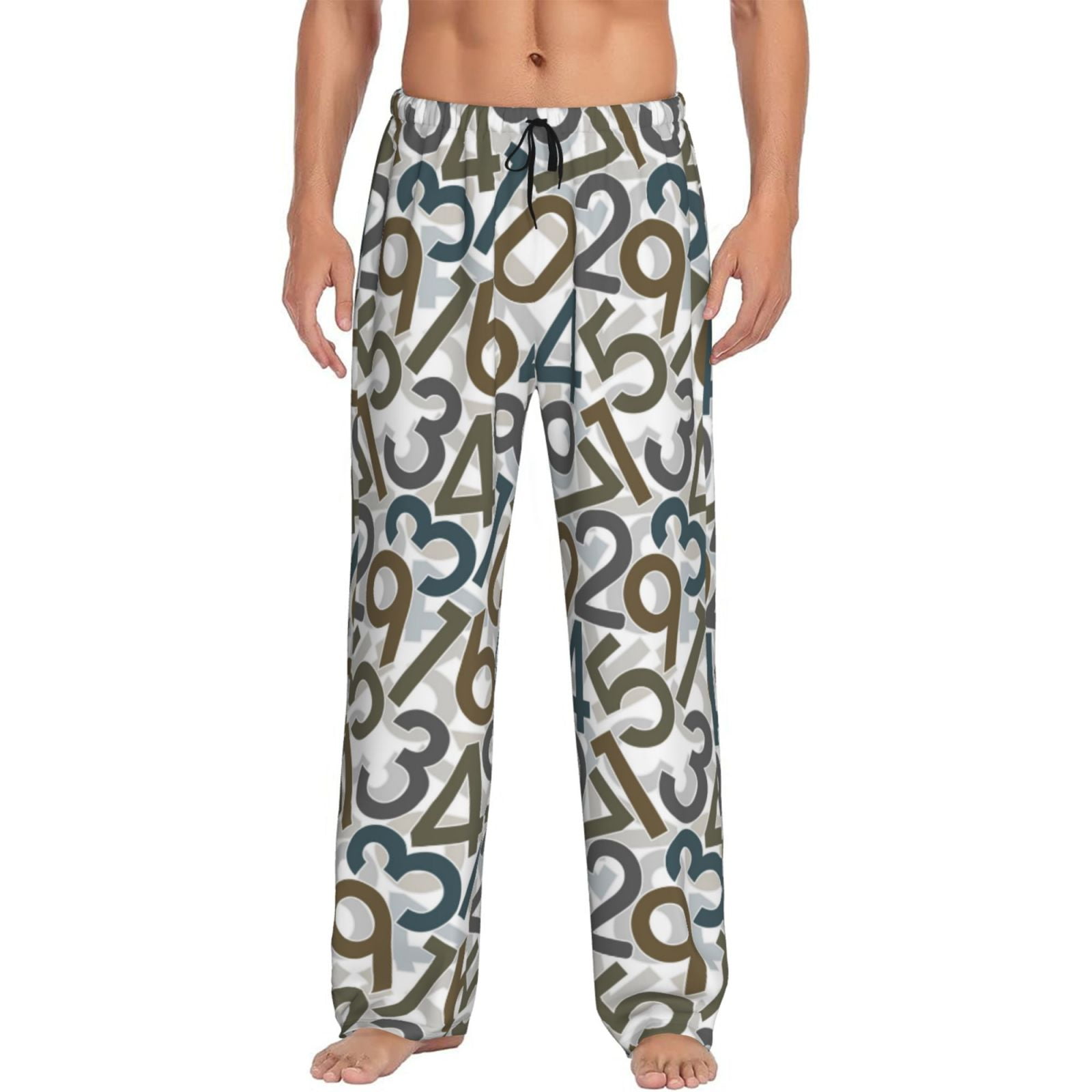 Mens Pajama Pants, Cool Math Print Lounge Pj Pants With Drawstring, Men ...