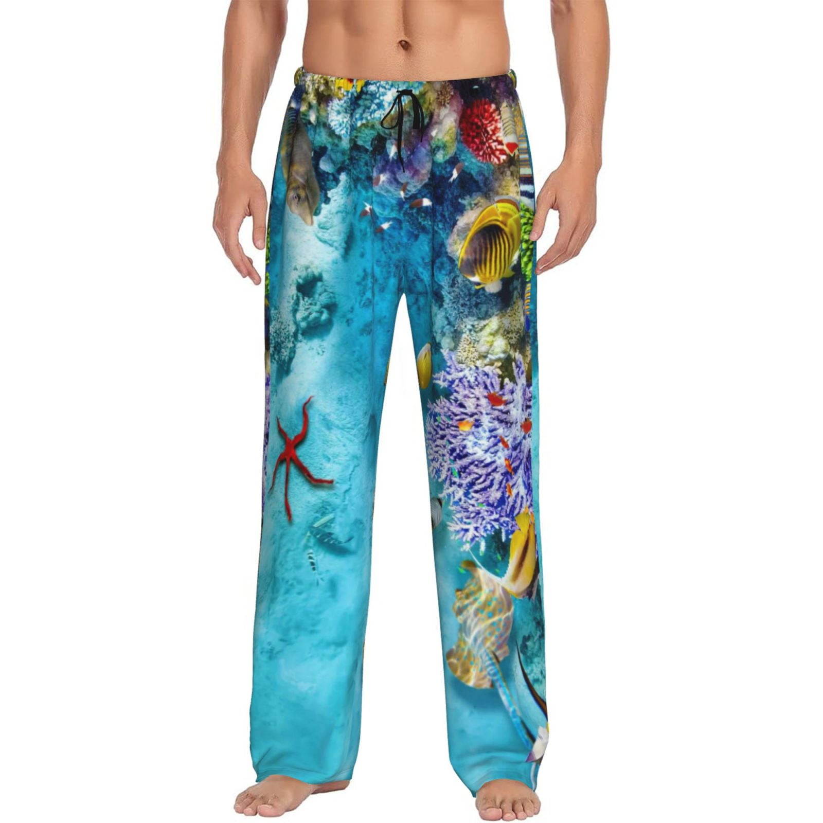 Mens Pajama Pants, Corals And Tropical Fish Lounge Pj Pants With ...