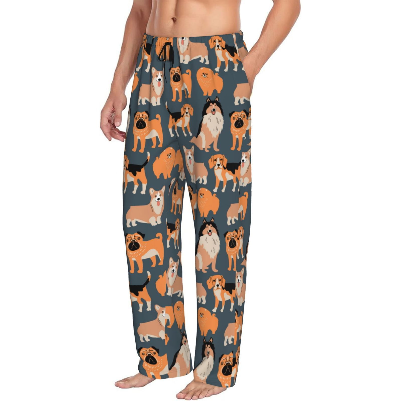 Mens Pajama Pants - Corgi Collie Pug Mens Sleepwear, Lounge PJ Pants ...