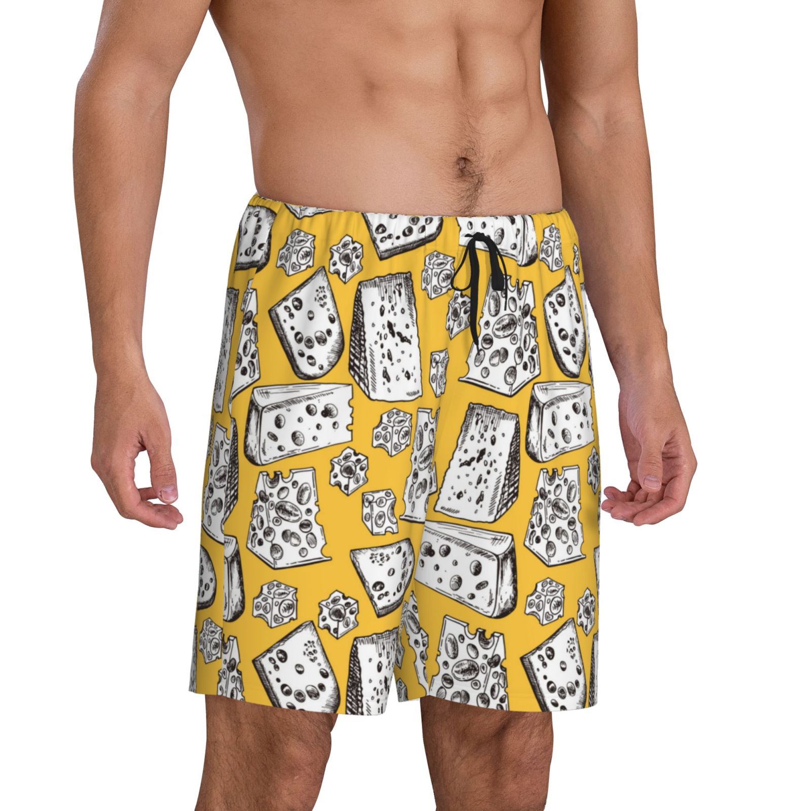 Mens Pajama Pants - Cute Cheese Bread Sleep Shorts Mens Pajama Shorts ...