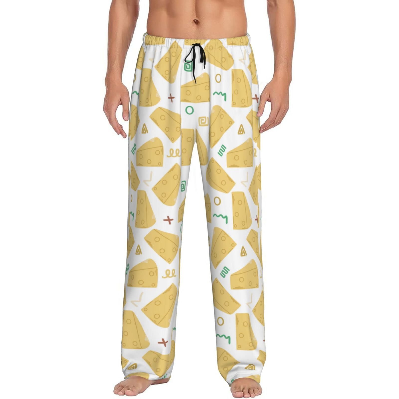 Mens Pajama Pants, Cute Cheese Line Lounge Pj Pants With Drawstring ...