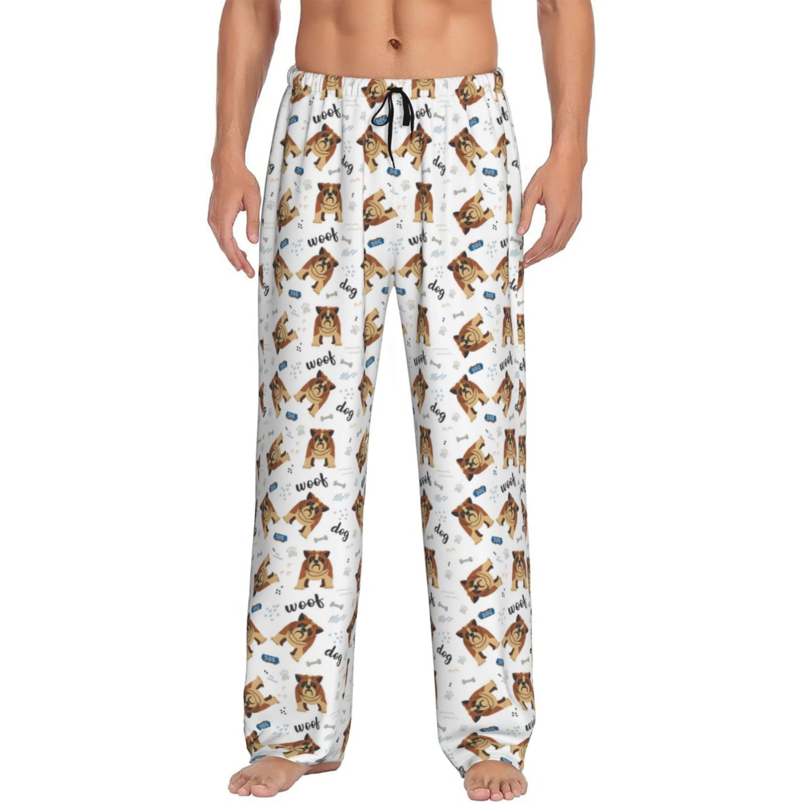 Mens Pajama Pants, Cute Dog Woof Lounge Pj Pants With Drawstring, Men'S ...
