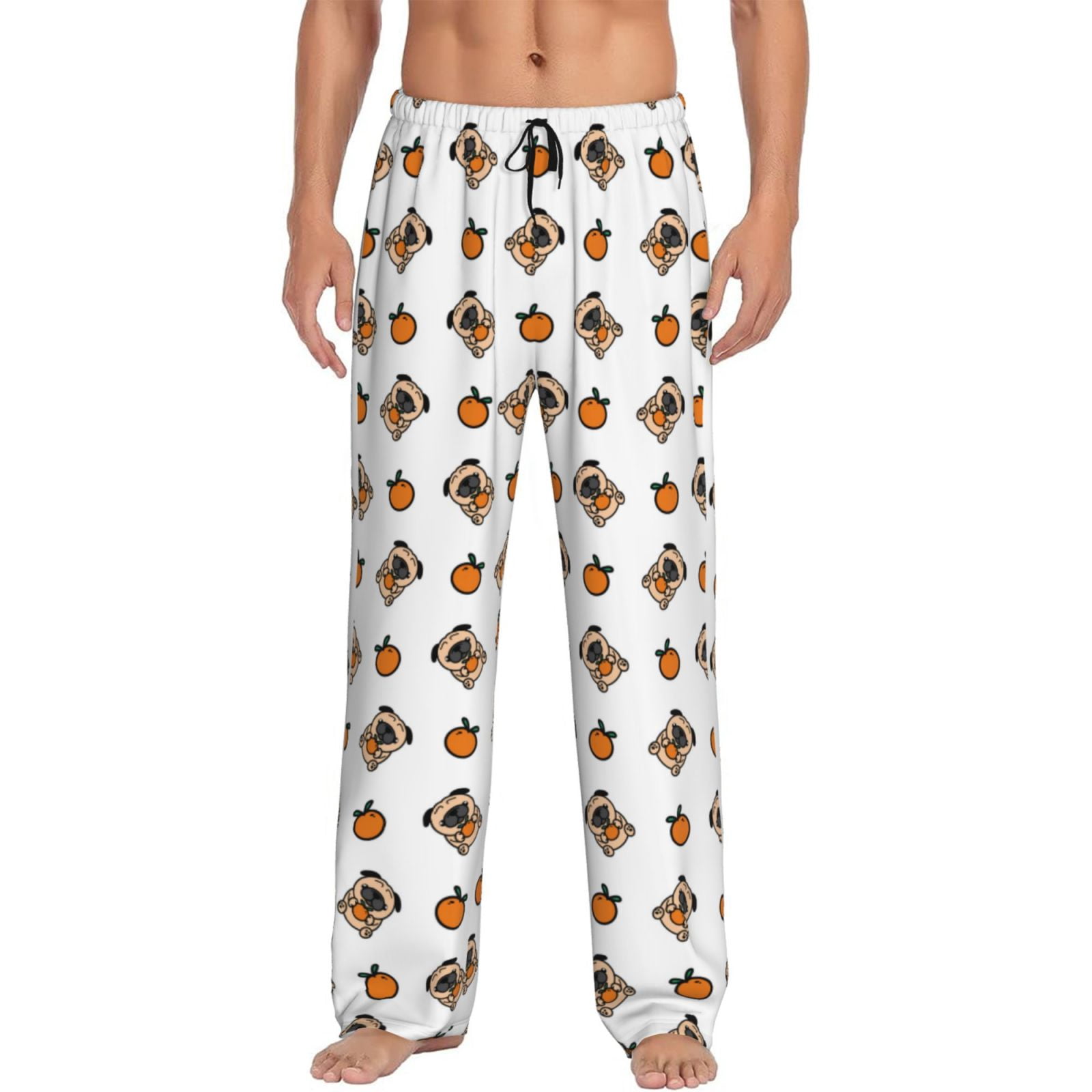 Mens Pajama Pants - Cute French Bulldog Orange Mens Sleepwear, Lounge ...