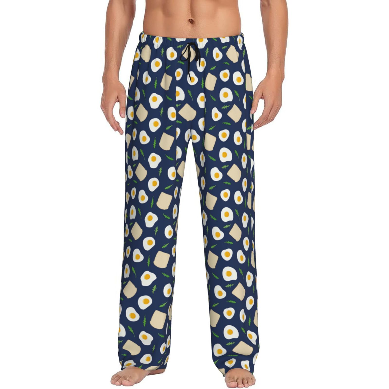 Mens Pajama Pants - Cute Fried Egg Bread Mens Sleepwear, Lounge Pj ...